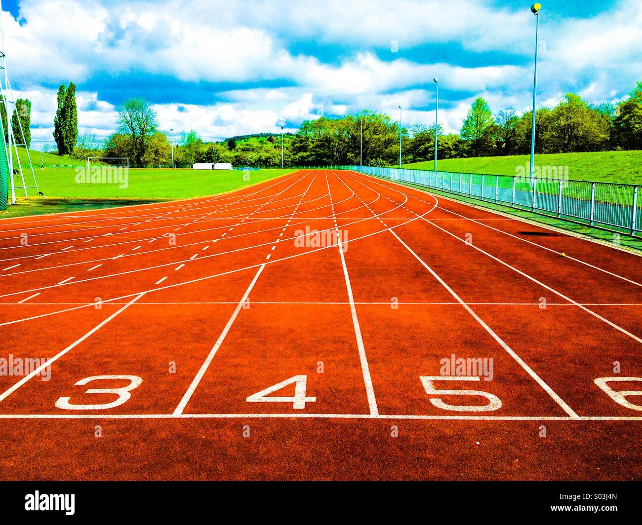 Athletic running track, England, UK Stock Photo - Alamy