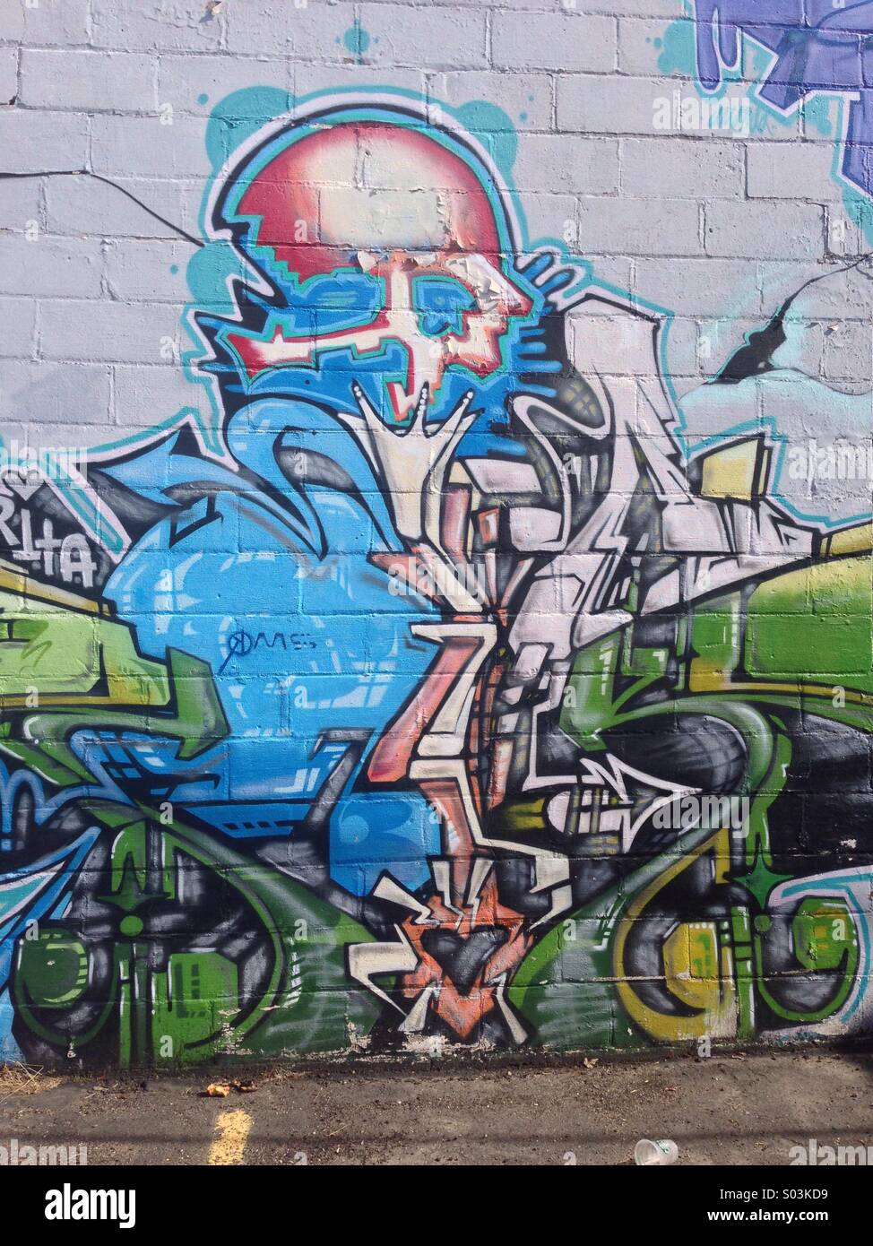 Detail of a graffiti mural Stock Photo - Alamy