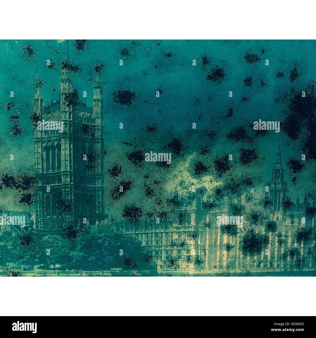 Houses of Parliament picture on rusty biscuit tin Stock Photo - Alamy