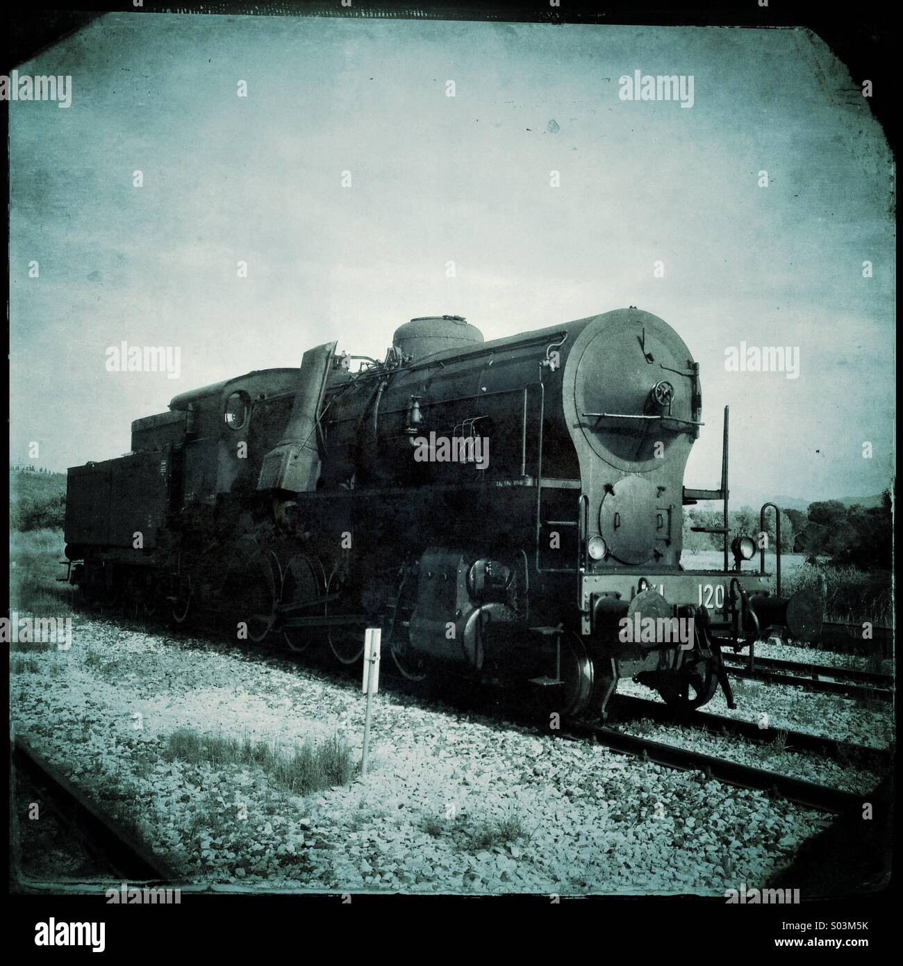 Antique steam train in val d'Orcia Tuscany Italy Stock Photo - Alamy
