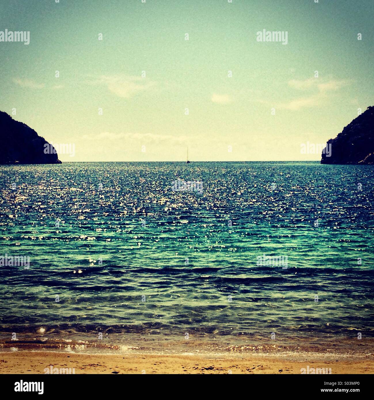 Boat in the distance Stock Photo - Alamy