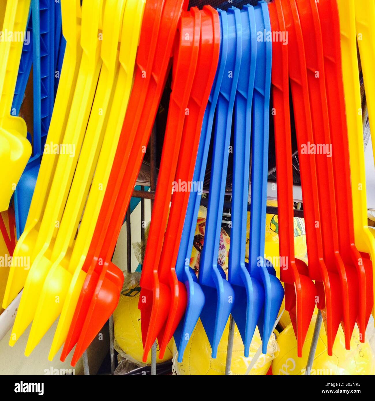 Children's beach spades plastic Stock Photo - Alamy