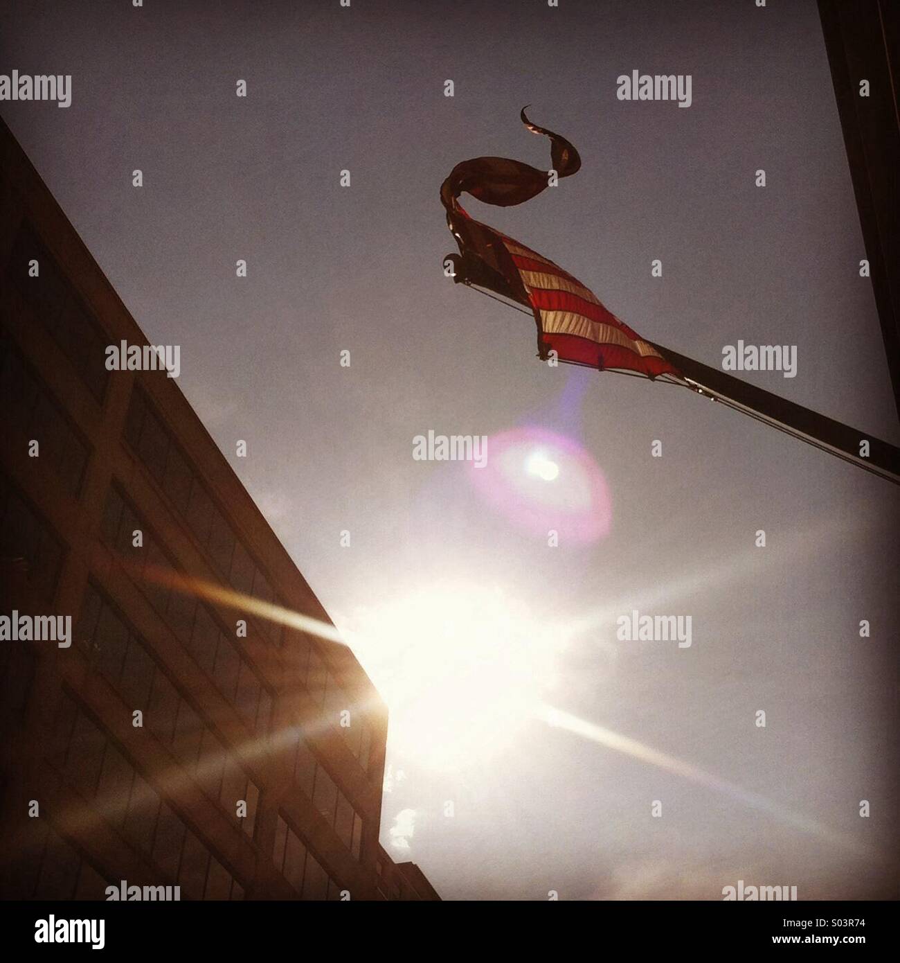 American flag on a city spring afternoon Stock Photo - Alamy