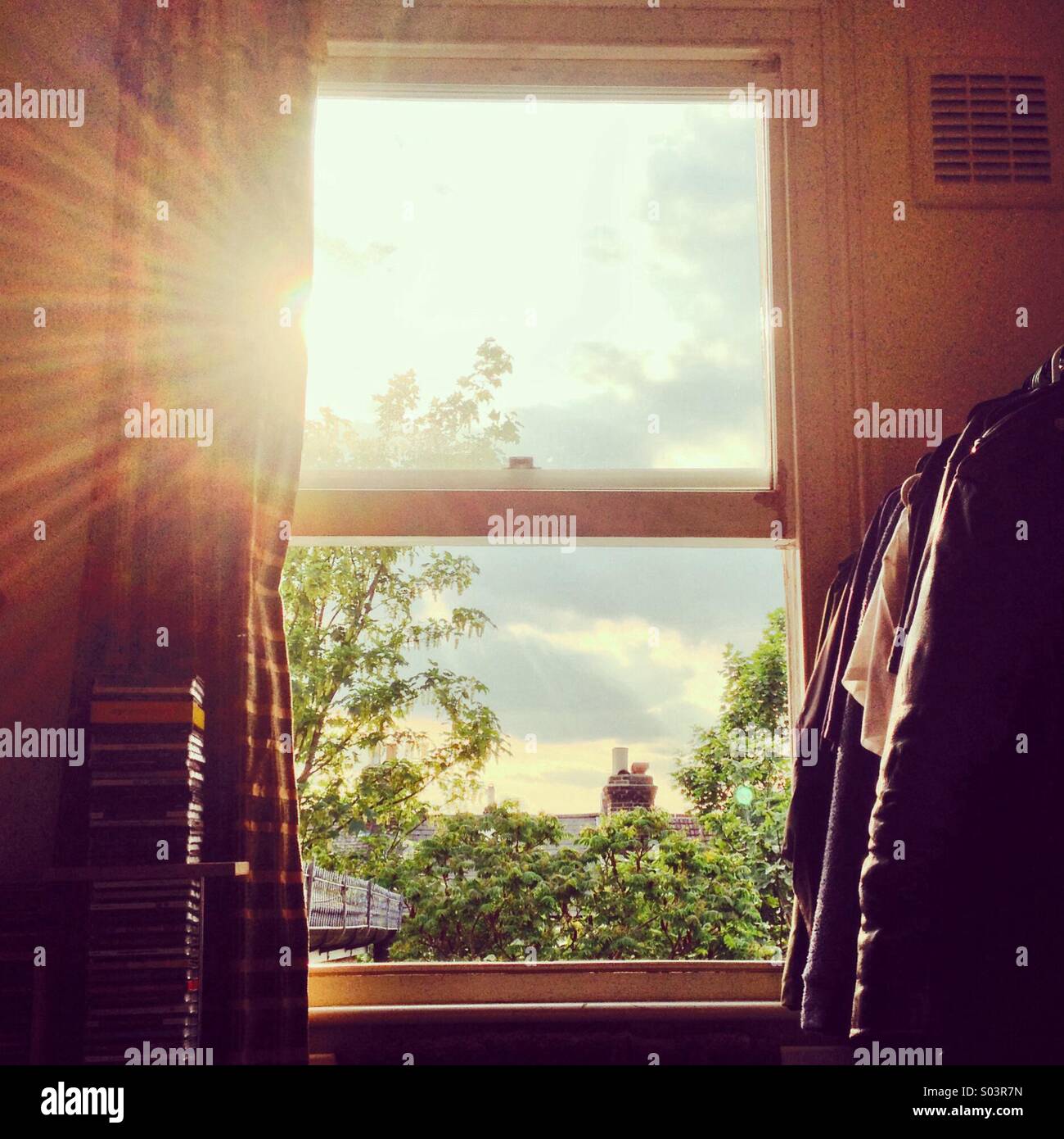 Bedroom window and sunlight Stock Photo - Alamy