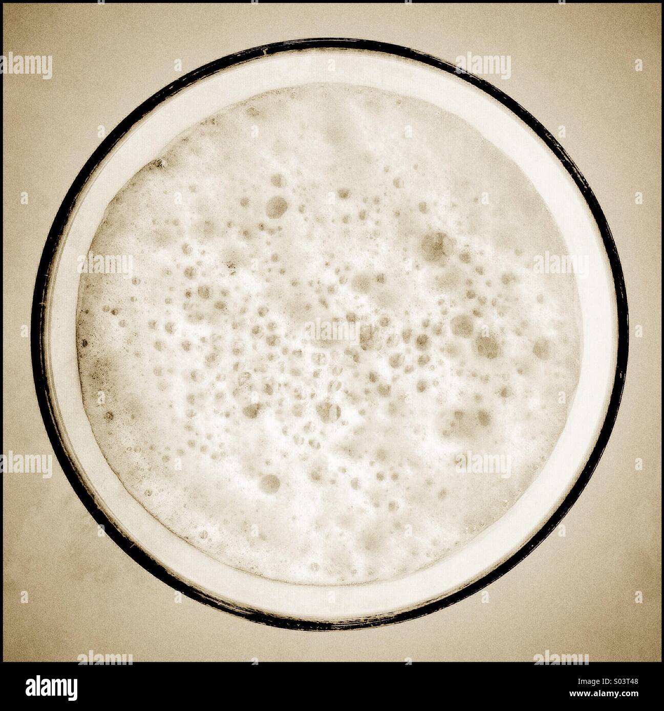 Looking down on head of glass of beer Stock Photo - Alamy
