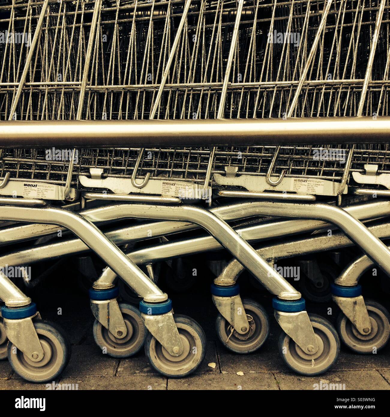 Supermarket trollies close up Stock Photo - Alamy