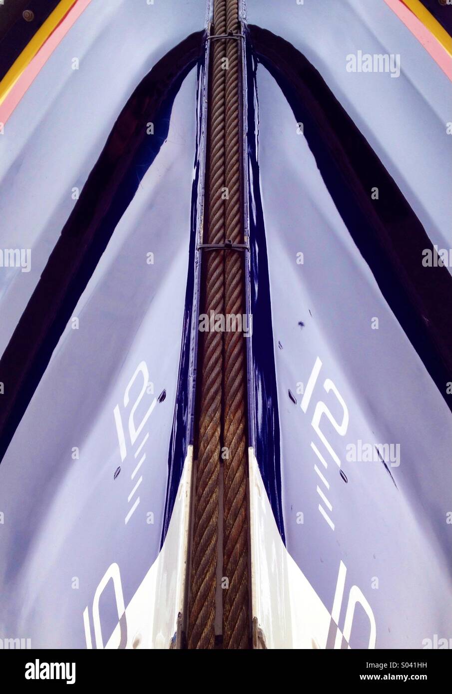 Looking up at bow of RNLI lifeboat in Llandudno Stock Photo - Alamy