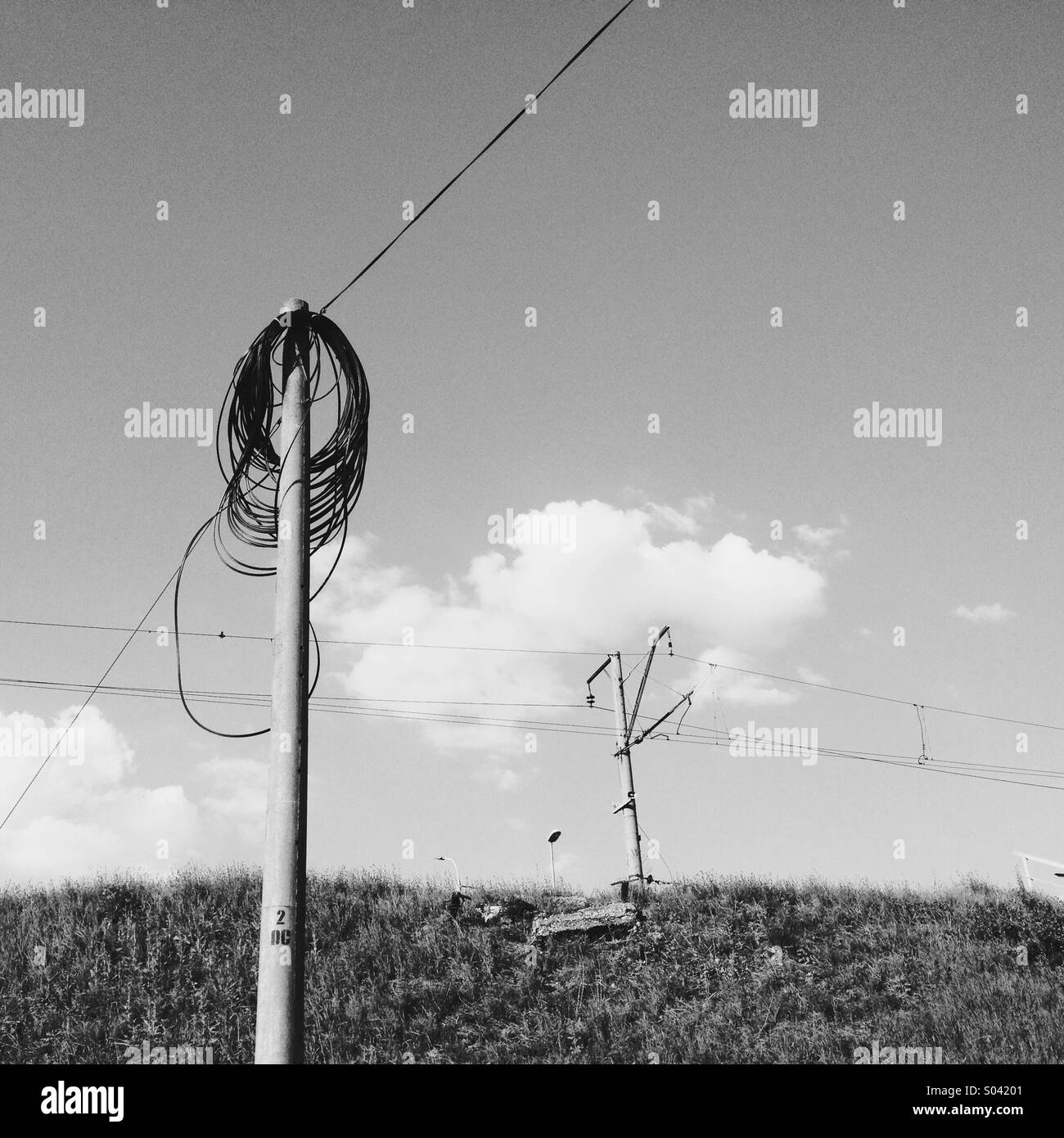 Wires on a pole hi-res stock photography and images - Alamy