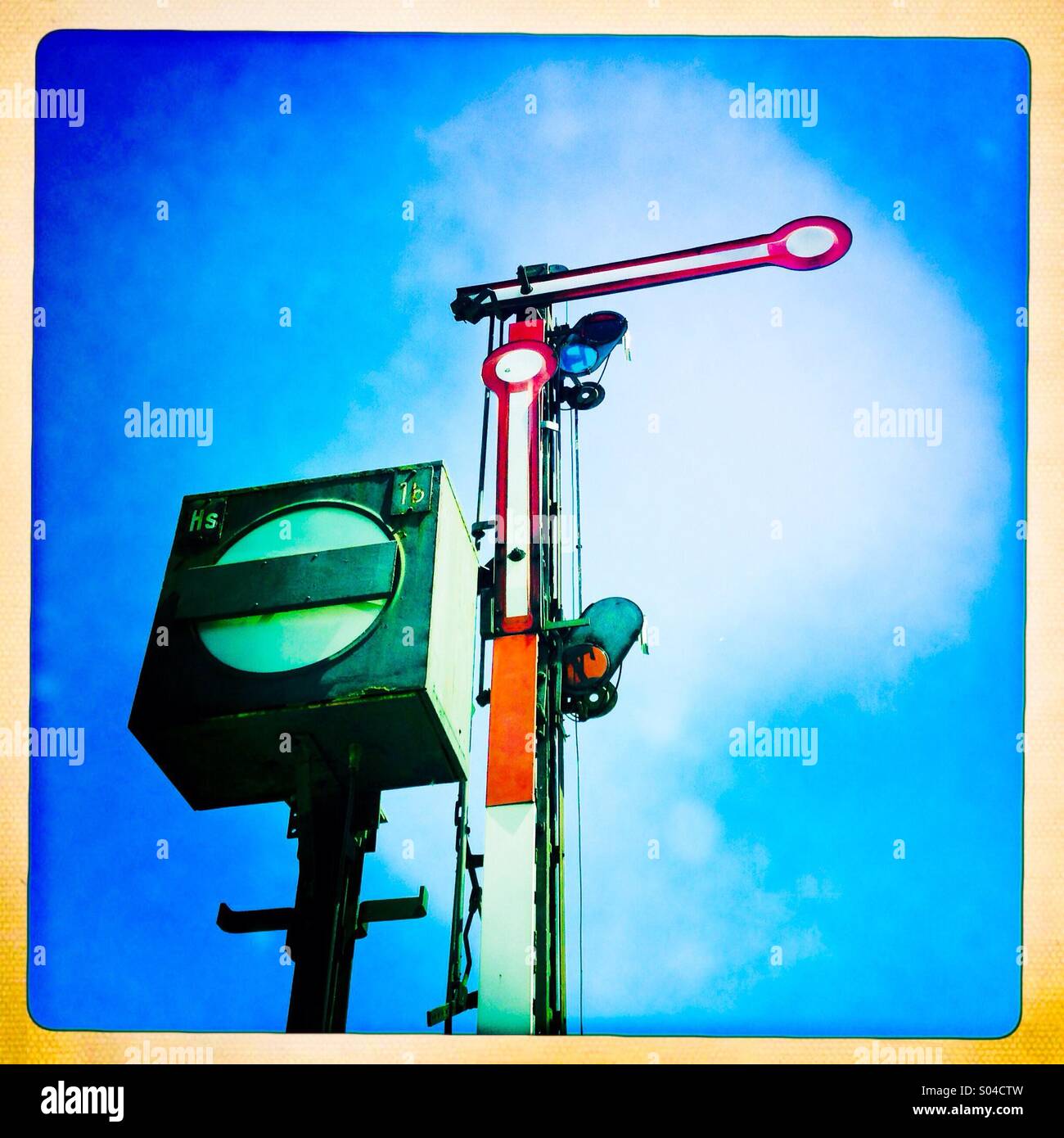 train signals blue sky Stock Photo - Alamy