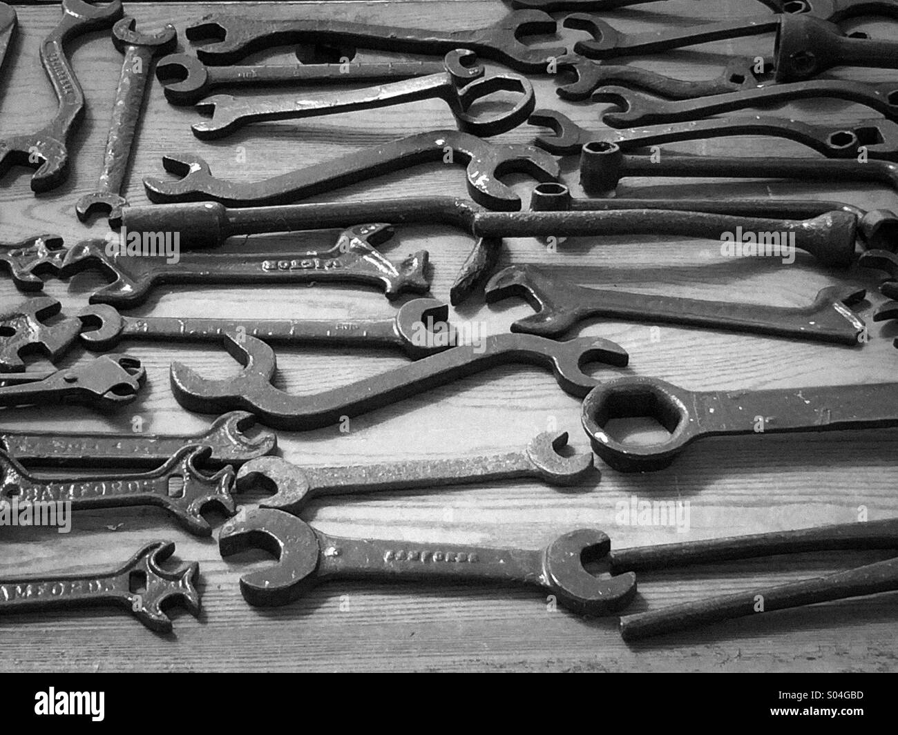 Collection of vintage spanners Stock Photo - Alamy
