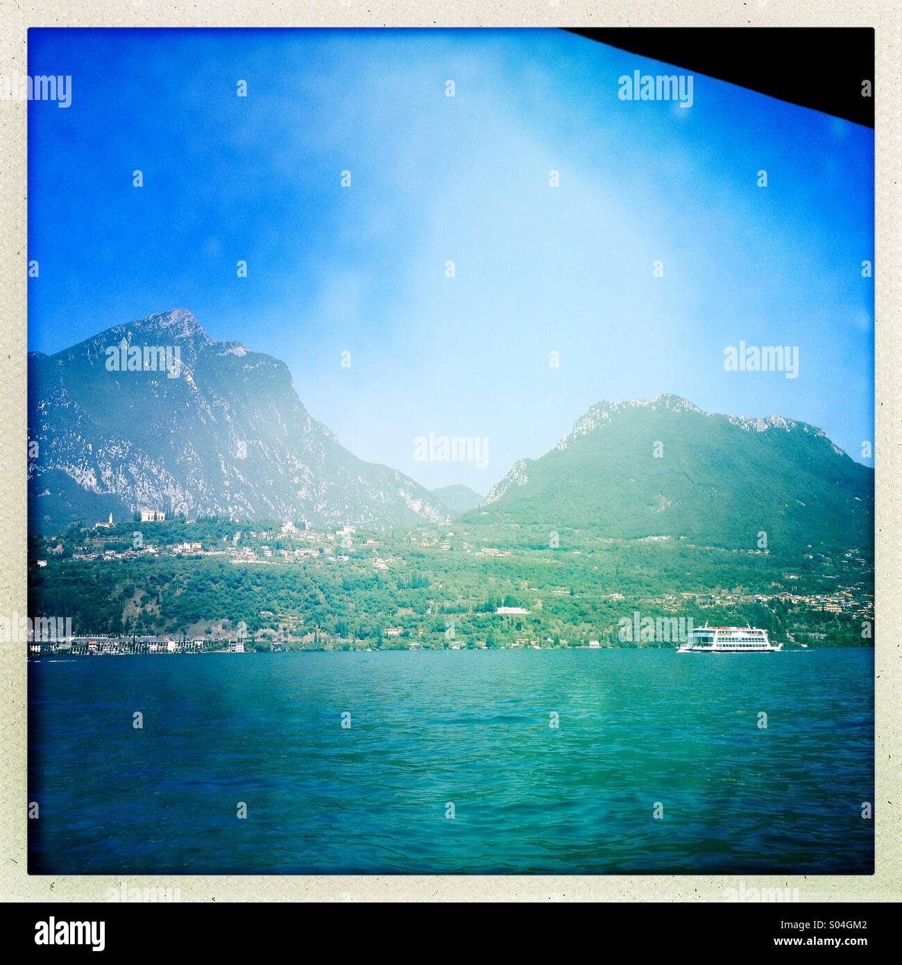 Lake Garda shore from the water Stock Photo - Alamy