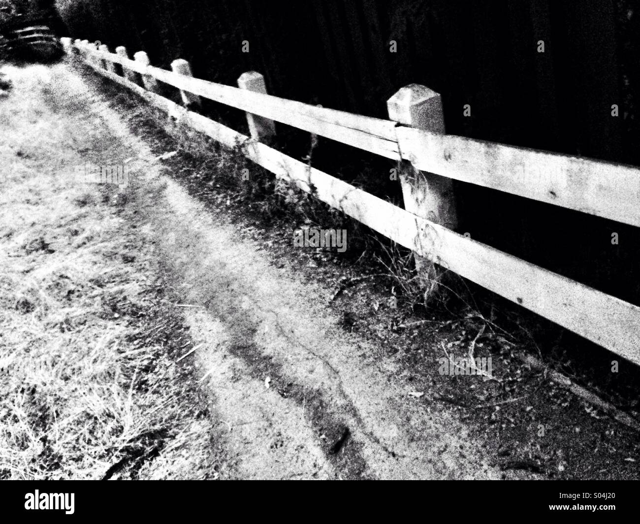White fence along a trail Stock Photo - Alamy