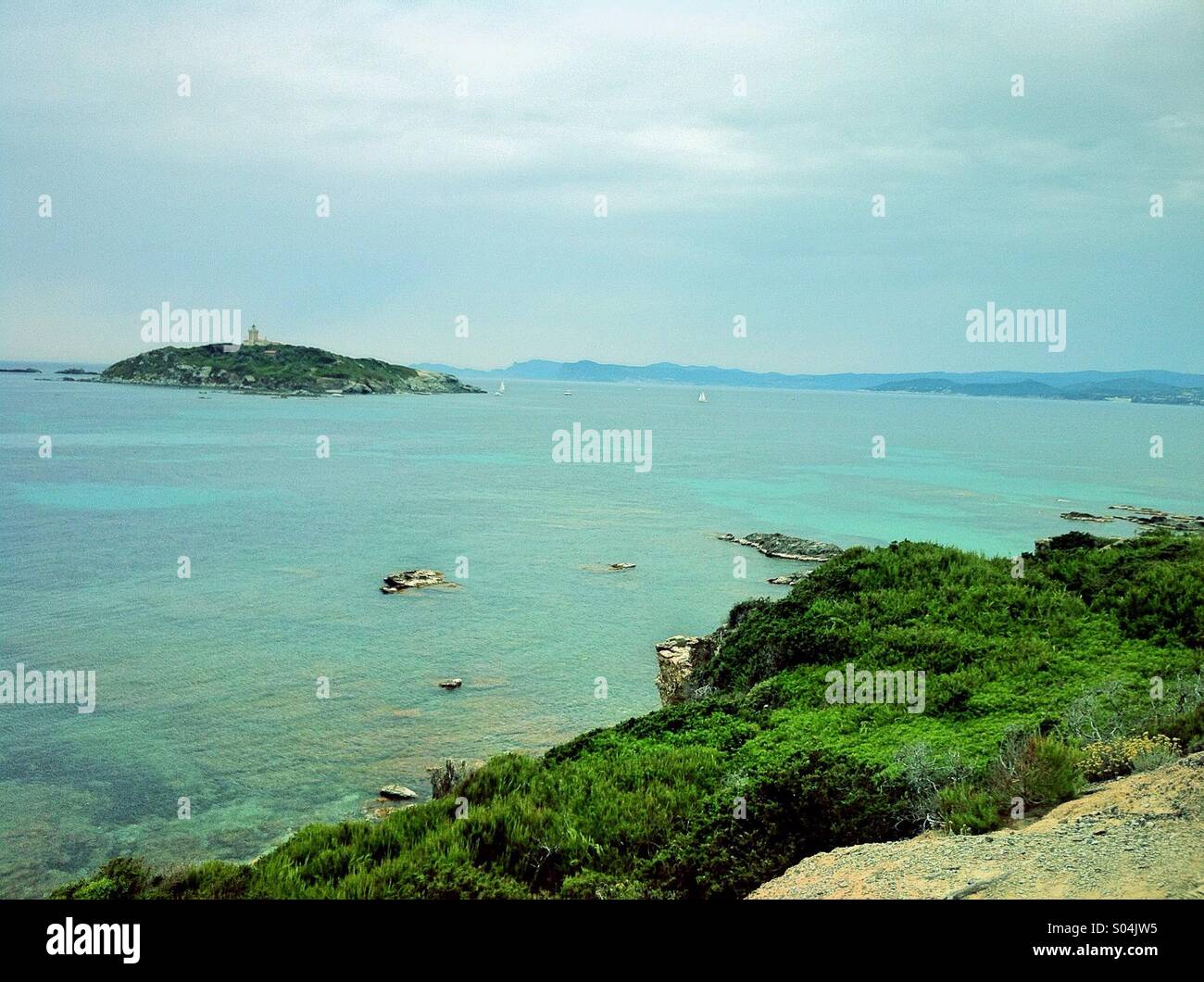 Beautiful mediterranean view from Embiez island, french riviera, Cote ...