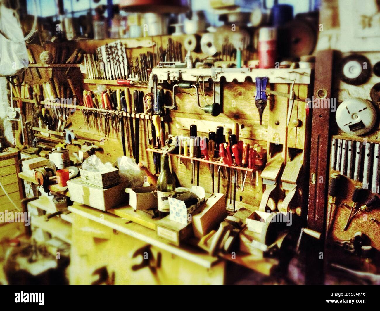 Workshop with tools Stock Photo - Alamy