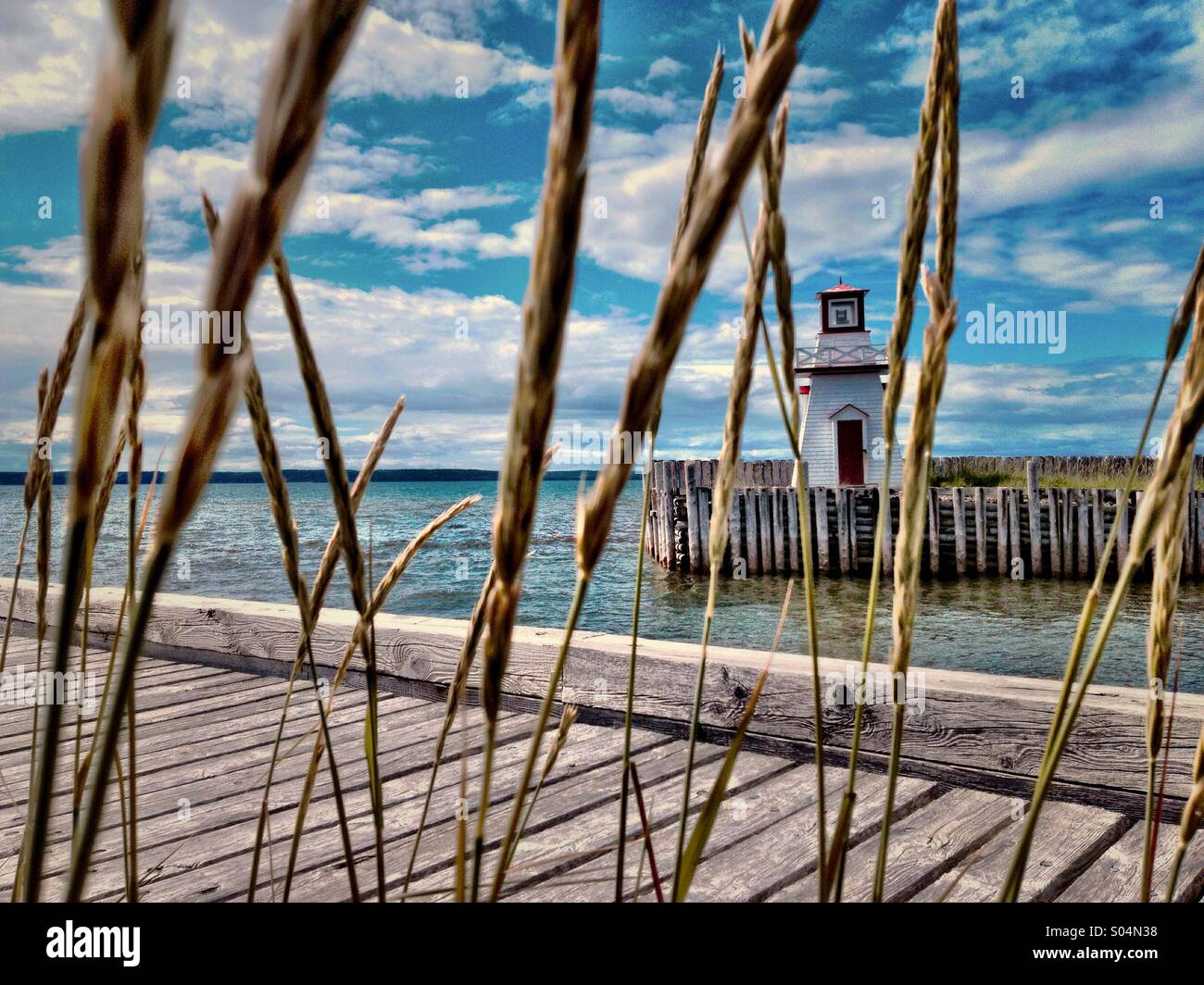Lighthouse through grass Stock Photo - Alamy