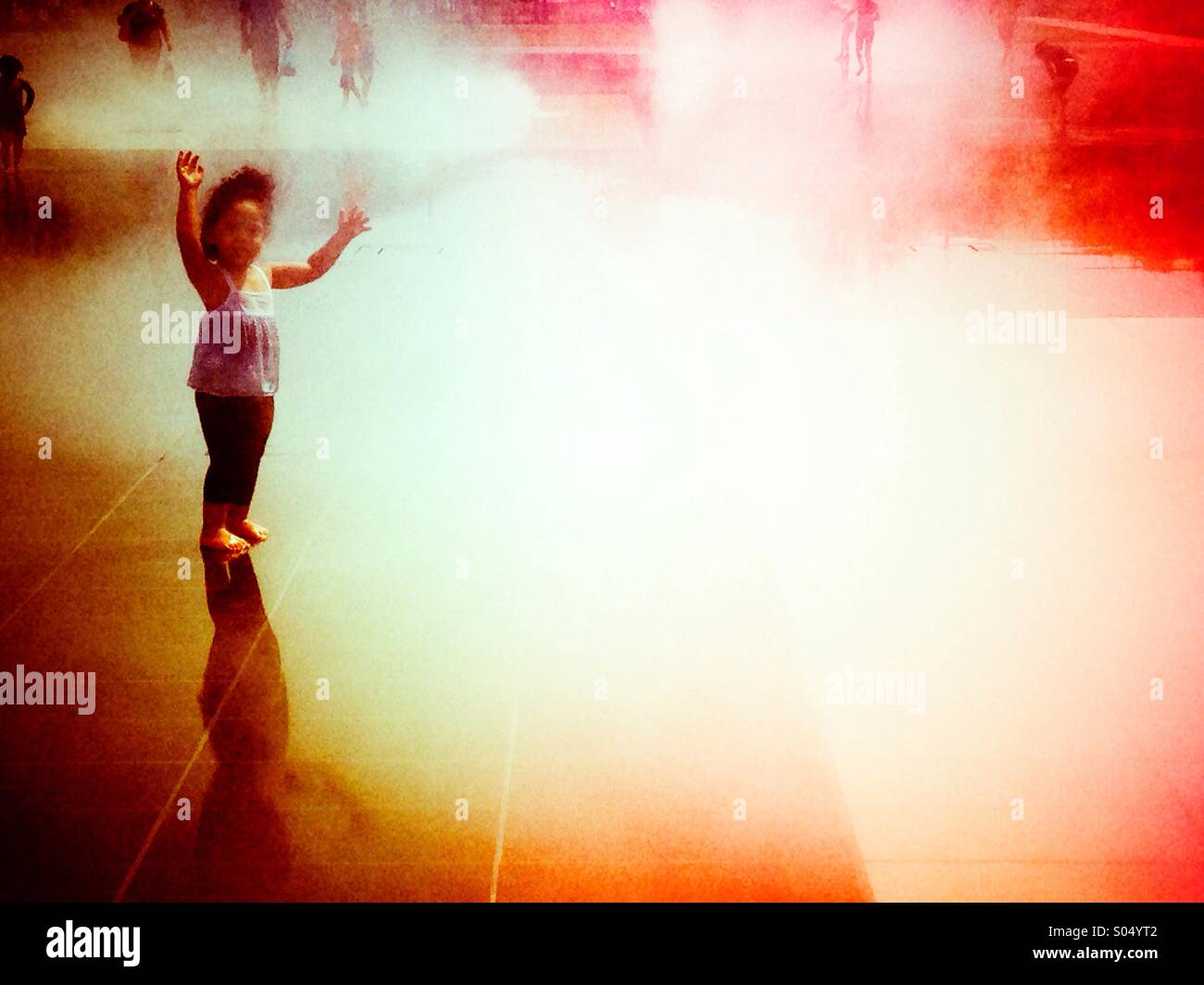 Little girl surprised by the mist Stock Photo - Alamy