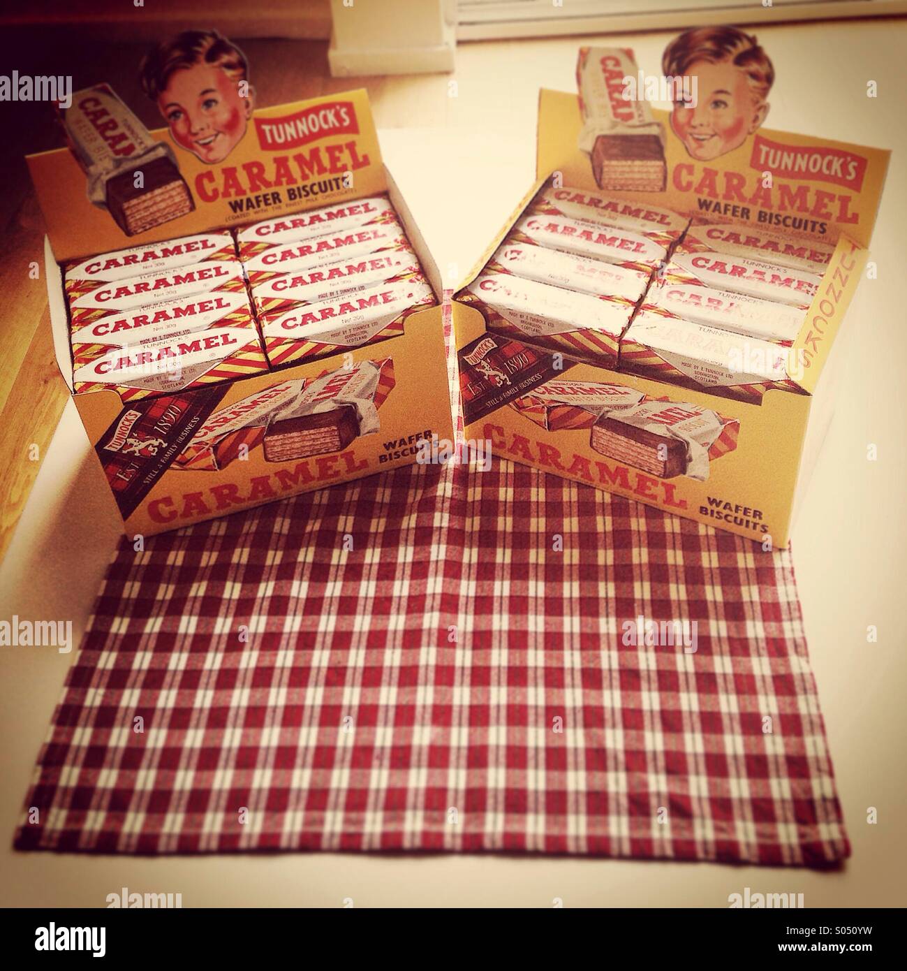 Display boxes of Tunnocks caramel wafers Stock Photo - Alamy