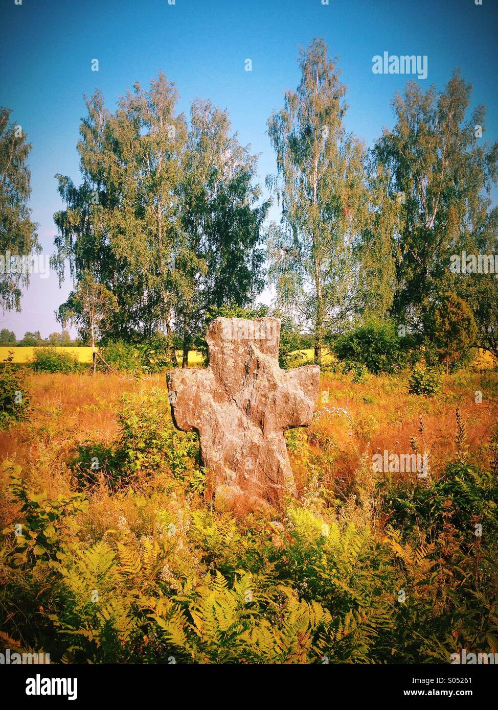 Old stone cross on the cemetery in Belarus Stock Photo - Alamy