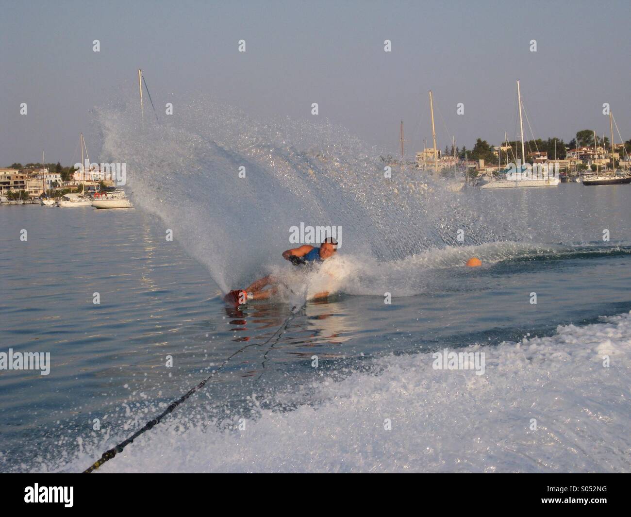 Waterskier hitting water Stock Photo - Alamy