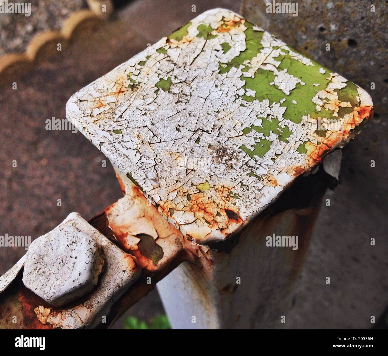 Rusty Gate Post Stock Photo - Alamy