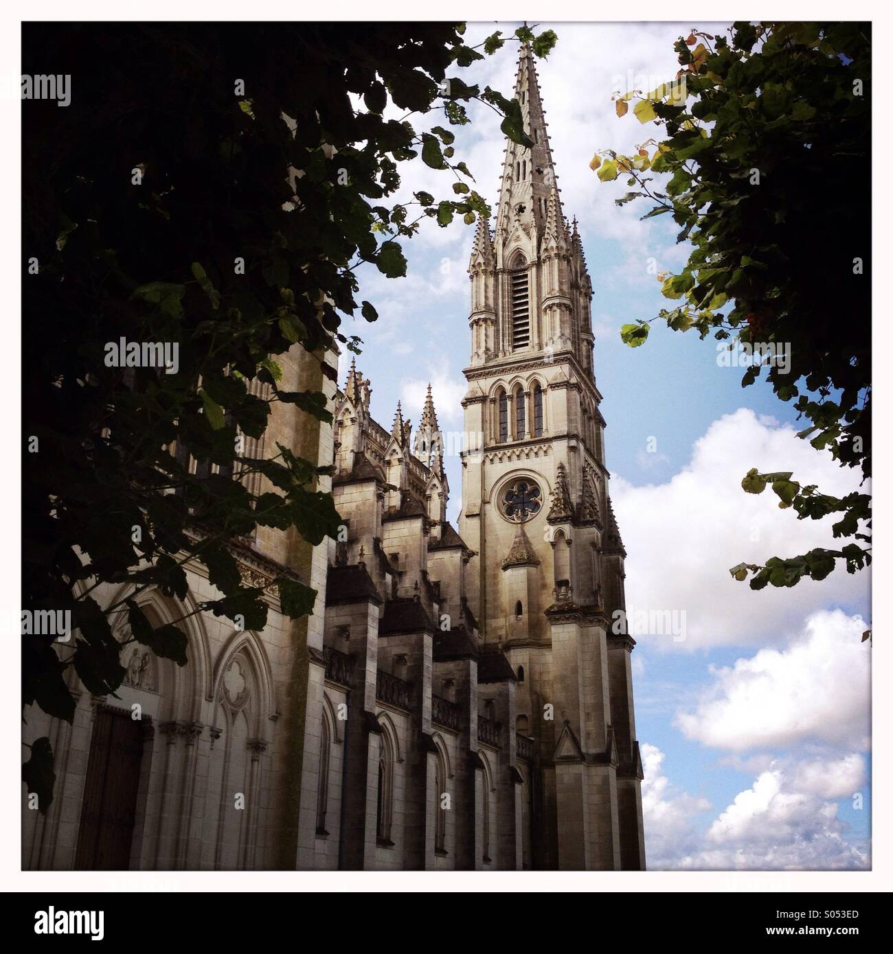 French gothic church spire Stock Photo - Alamy