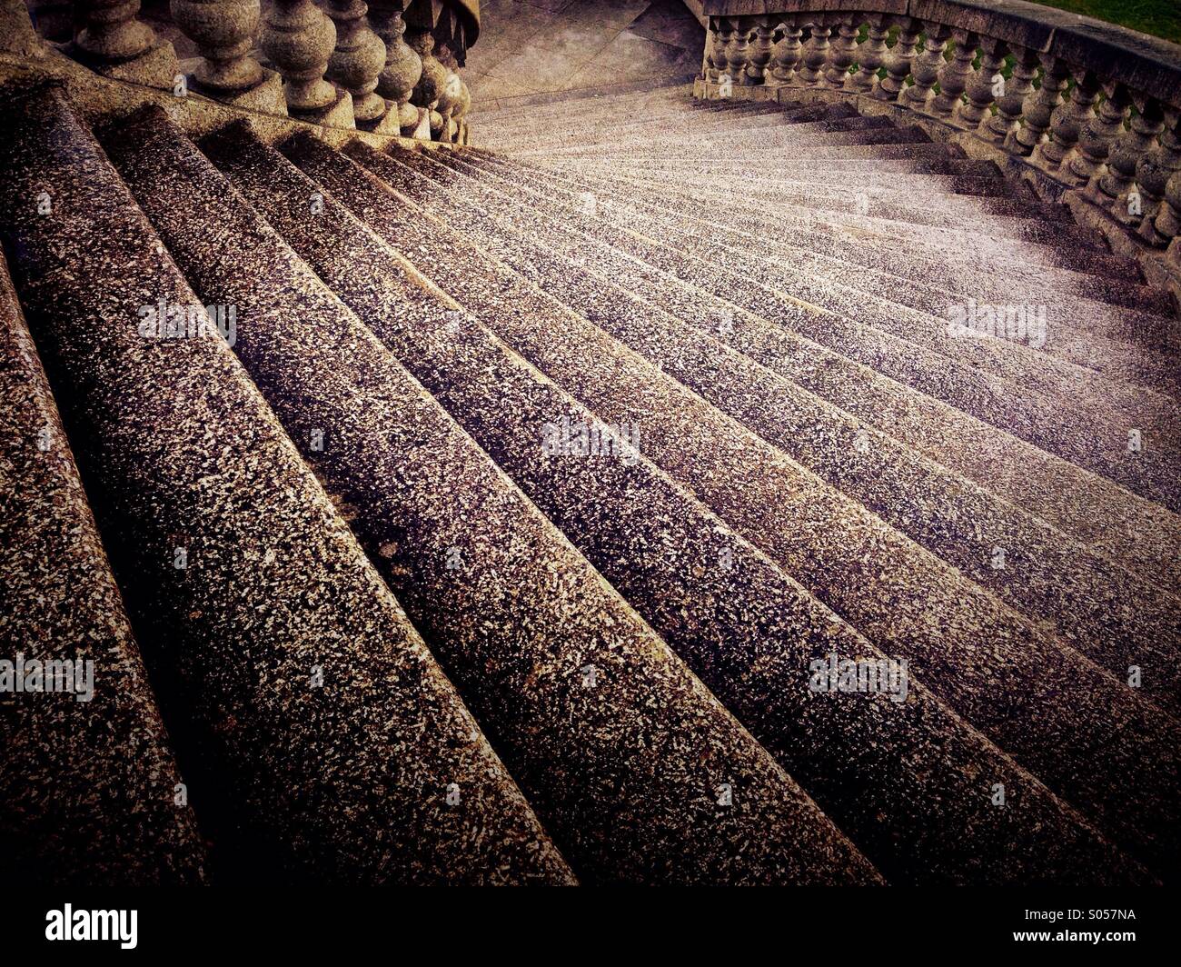 Curving stone steps on Ashton memorial in Lancaster Stock Photo - Alamy
