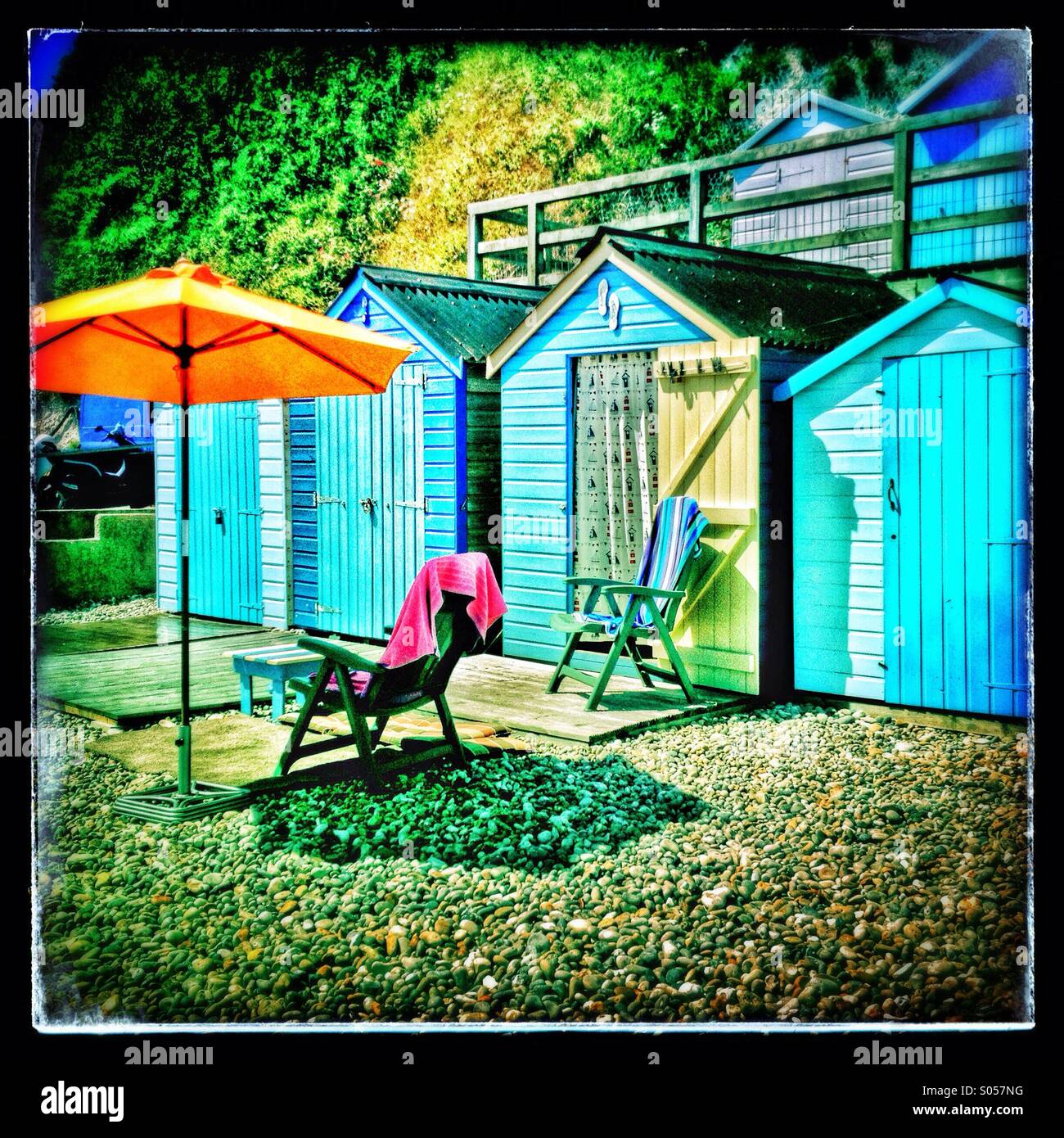Summer beach hut Stock Photo - Alamy