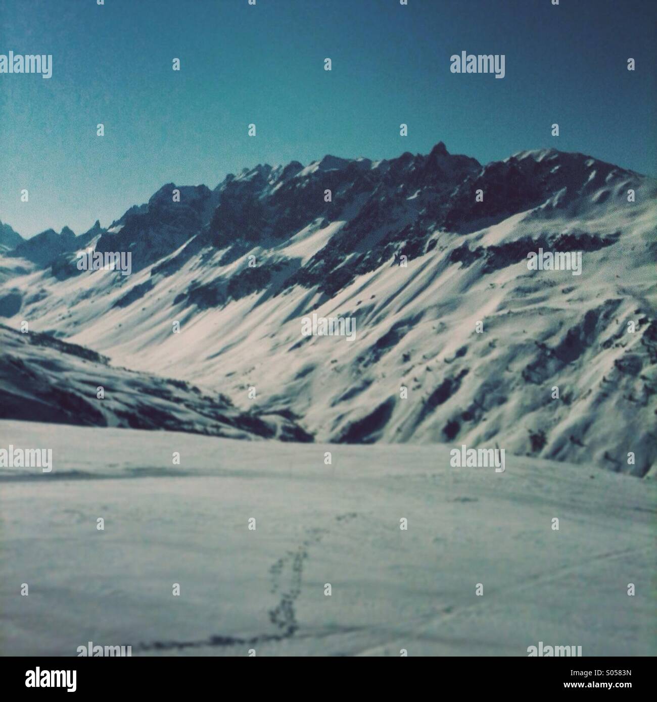 Ski slope in the French Alps Stock Photo - Alamy