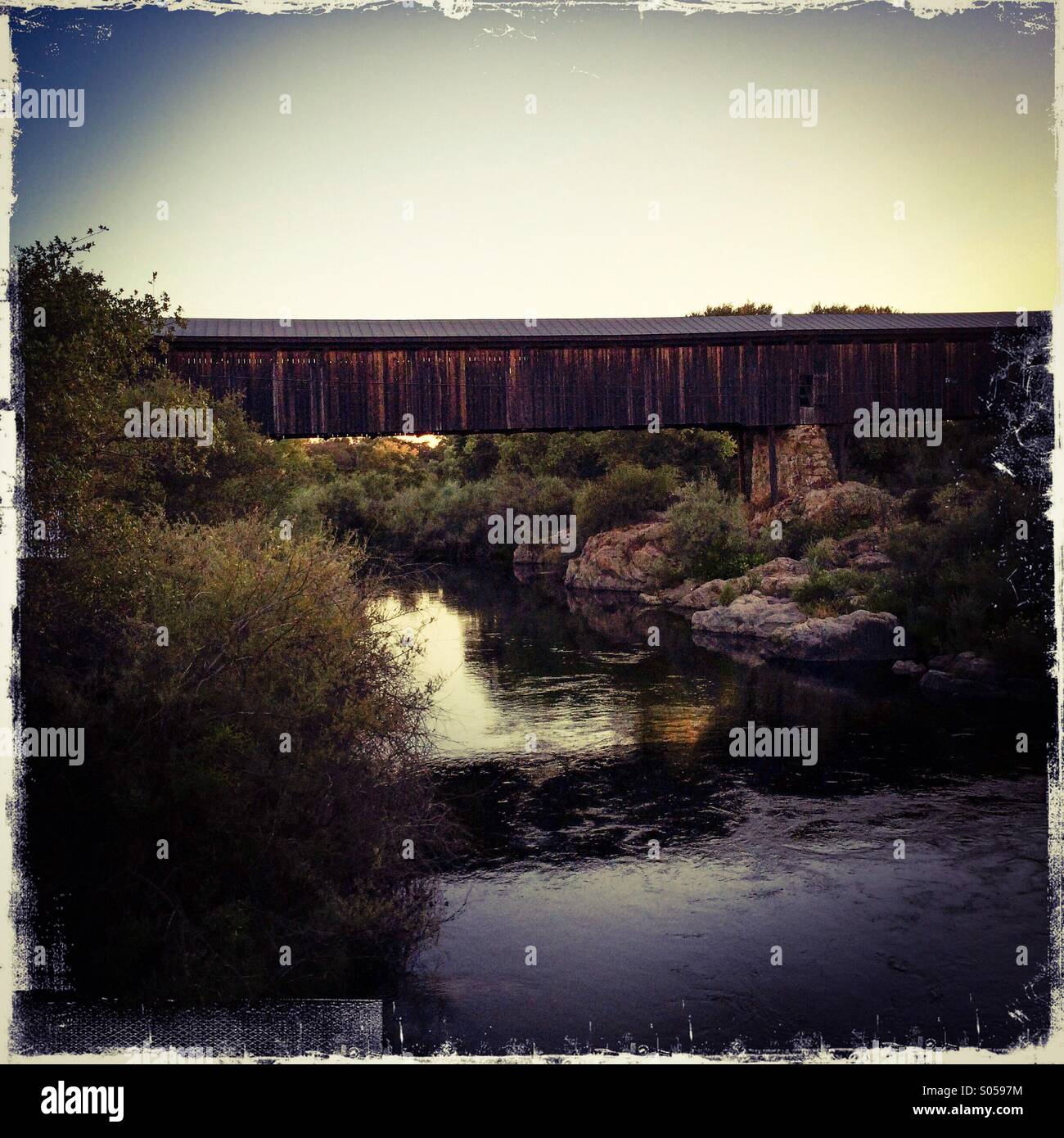Knights Ferry covered bridge. Knights Ferry, California, USA Stock ...