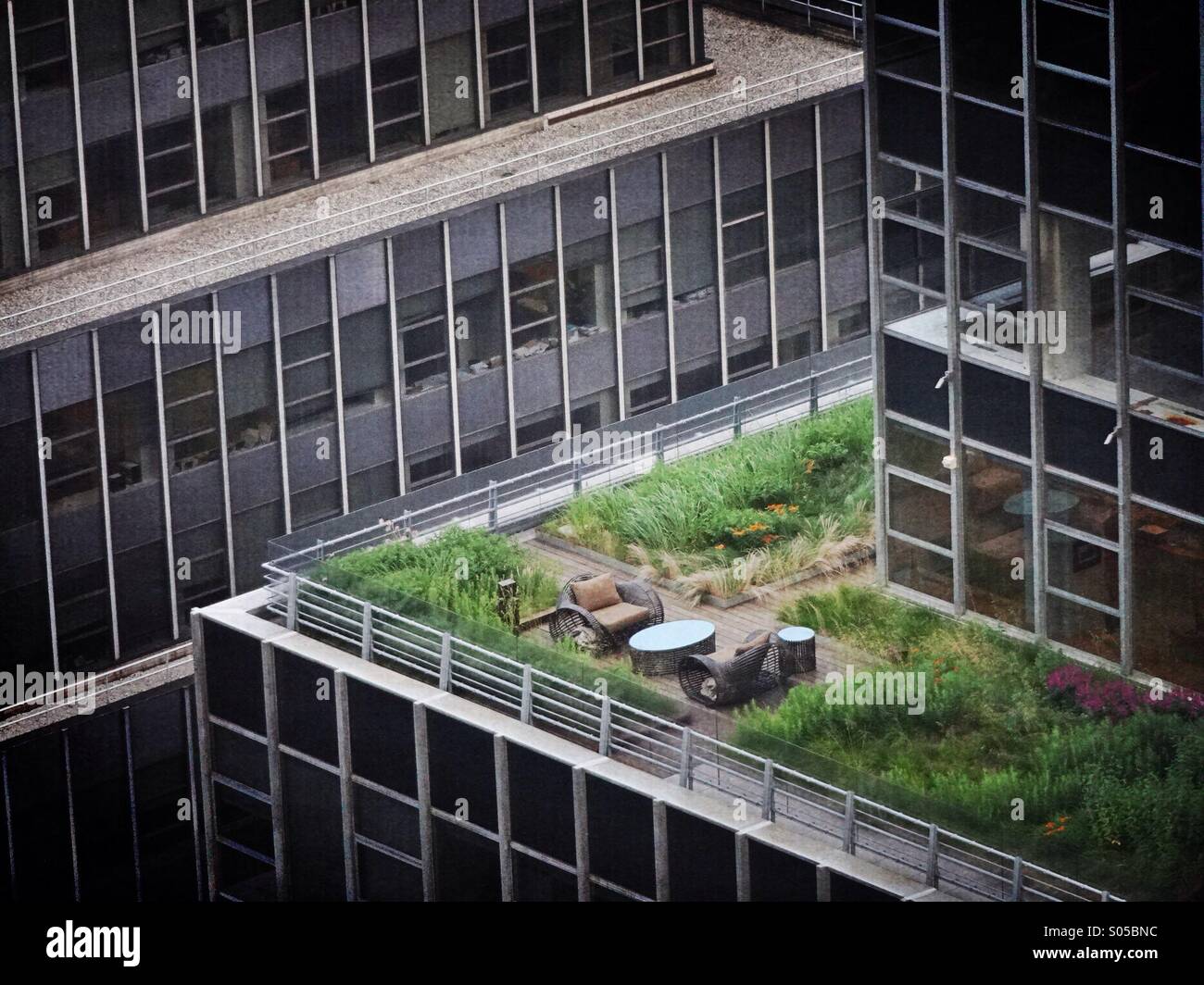 Garden terrace at the 20th floor of a building in midtown Manhattan ...