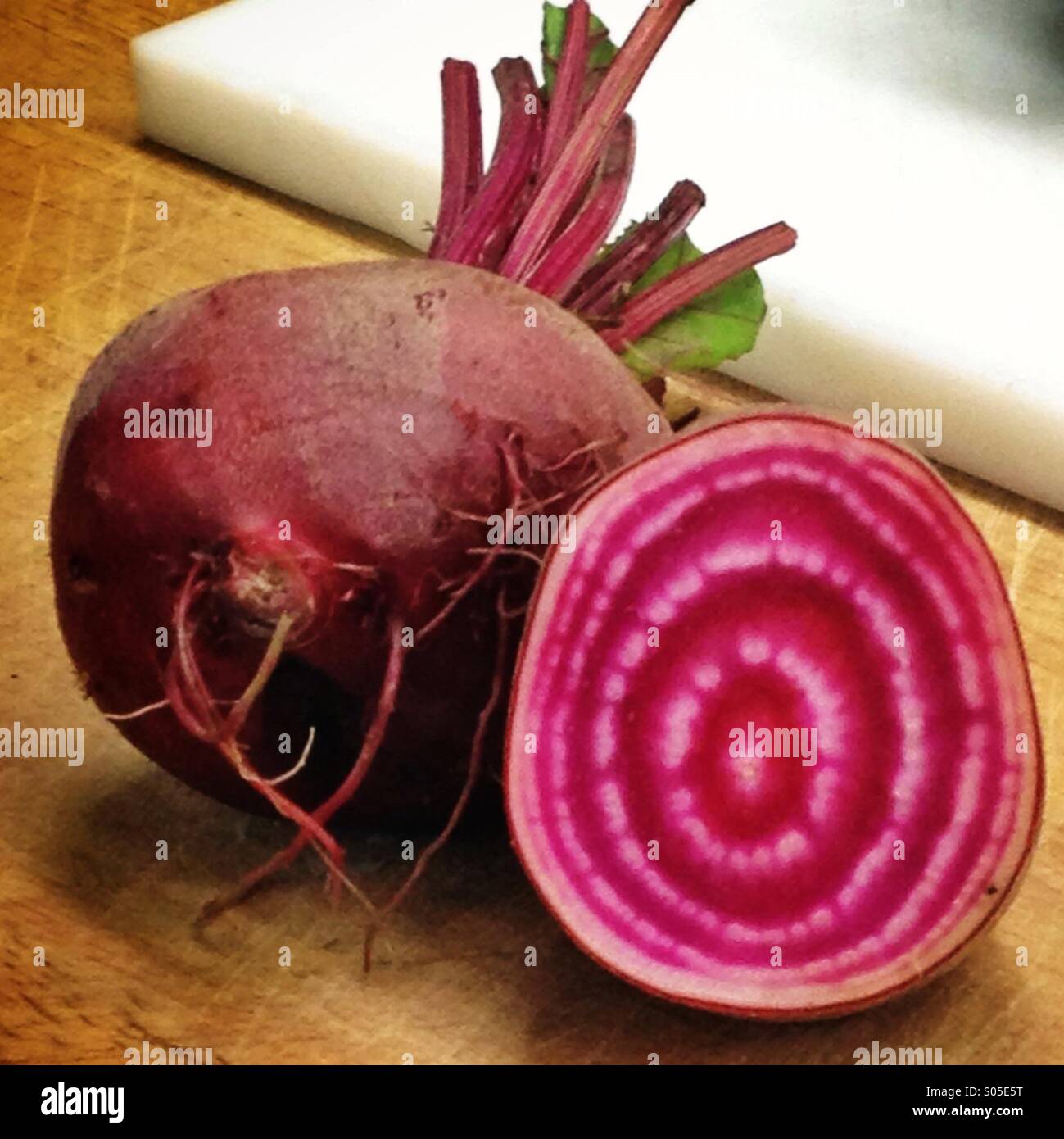 Chioggia beet halved Stock Photo - Alamy