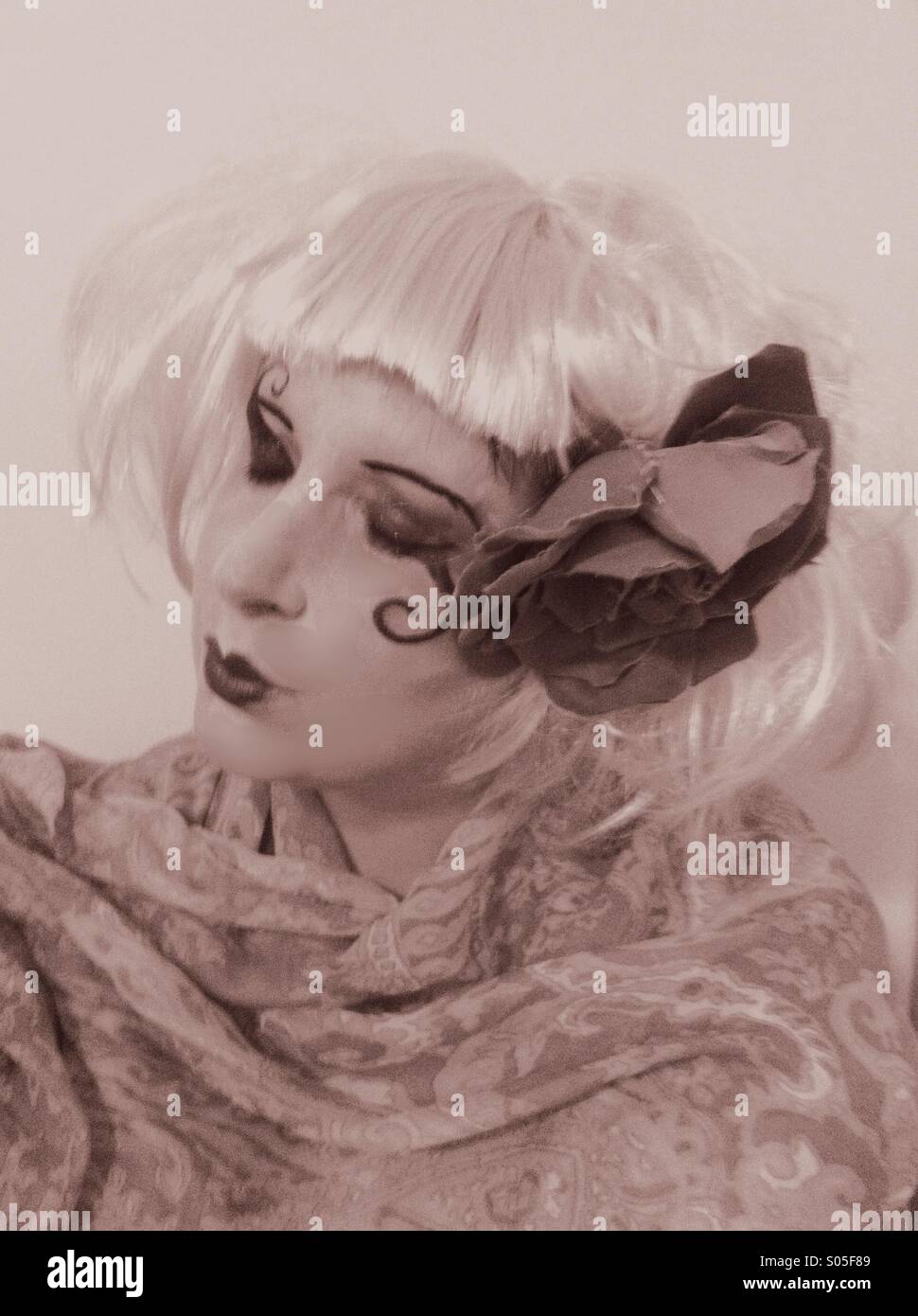 Vintage style self portrait Stock Photo - Alamy