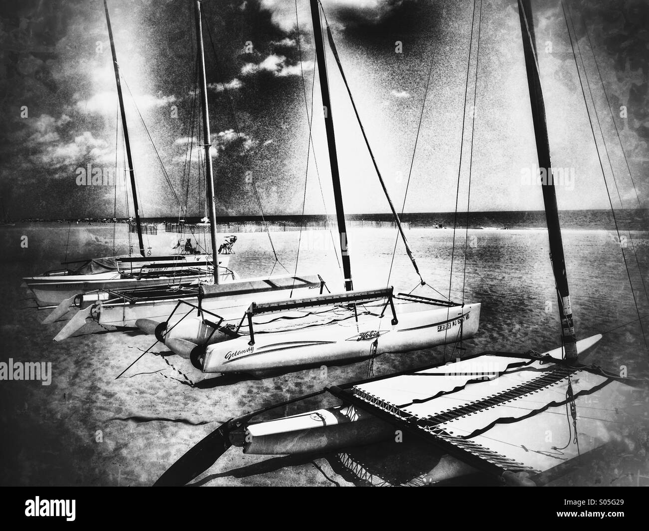 Catamaran sailing Black and White Stock Photos & Images - Alamy