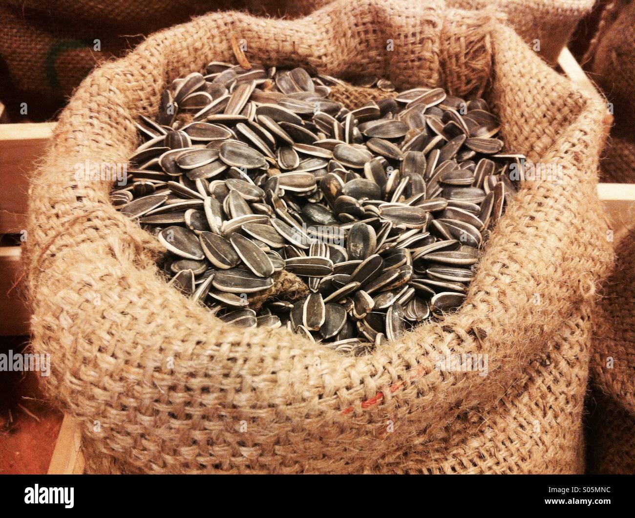 Close up dry sunflower seed in rattan bag Stock Photo - Alamy