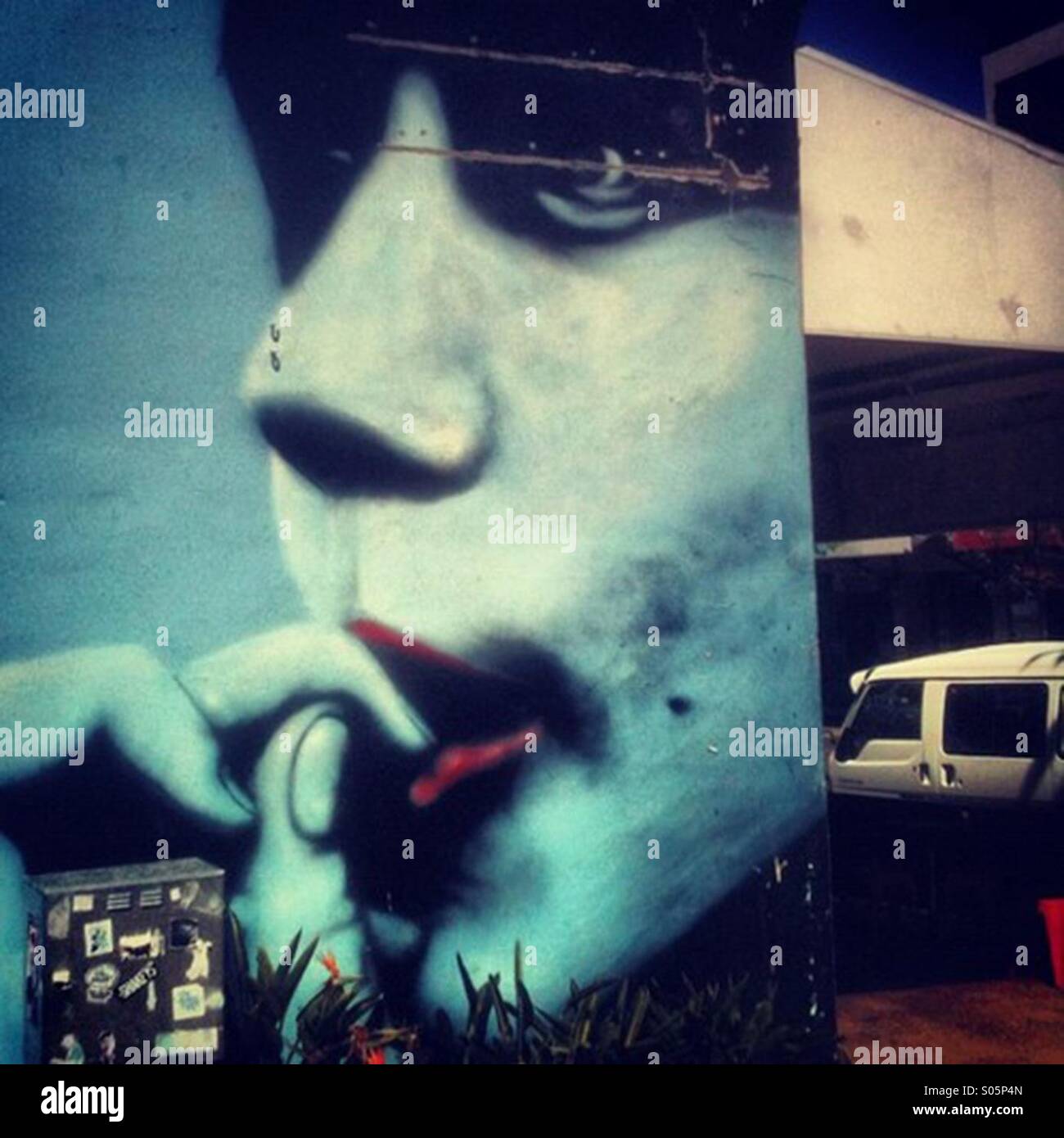 Graffiti mural on a walling Northbridge Plaza, Perth, Western Australia ...