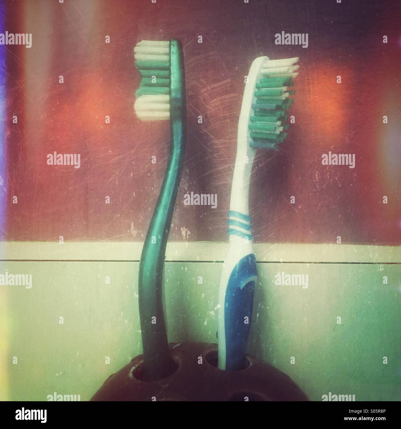 Two toothbrushes retro style Stock Photo - Alamy