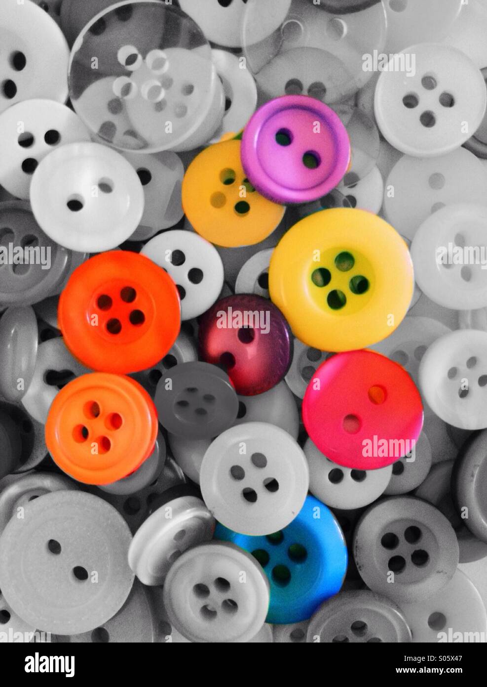 Colour popped buttons Stock Photo - Alamy