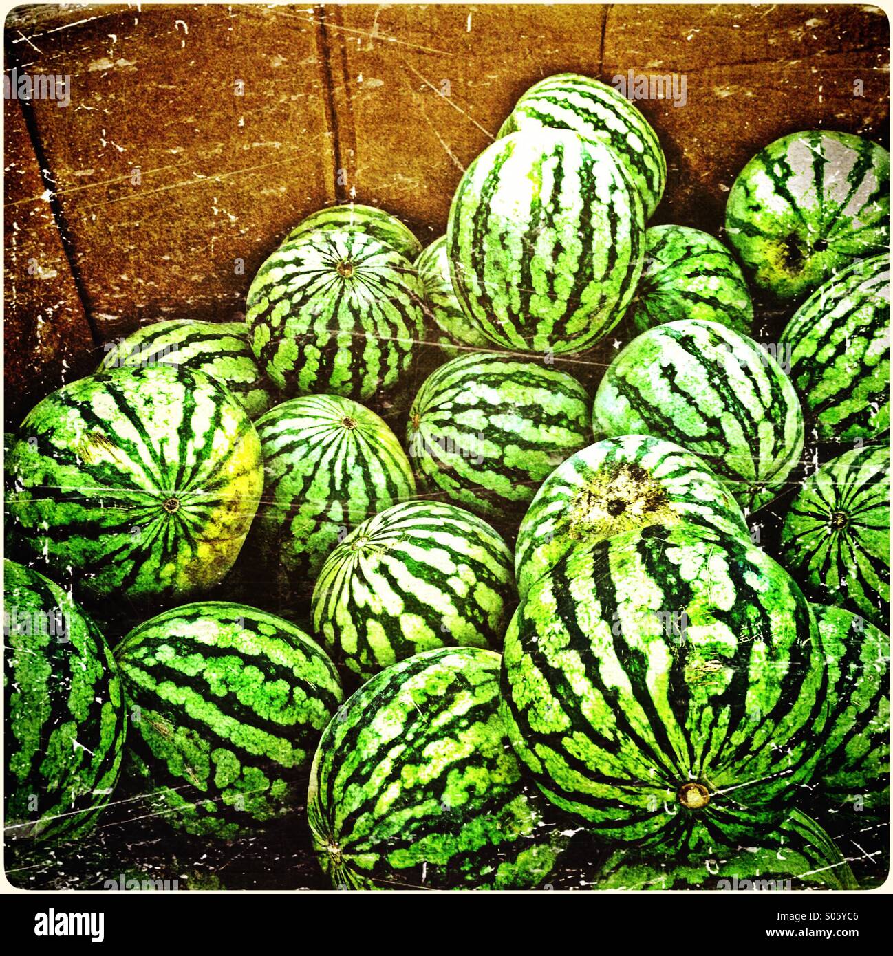 A Box Of Watermelons For Sale Stock Photo - Alamy