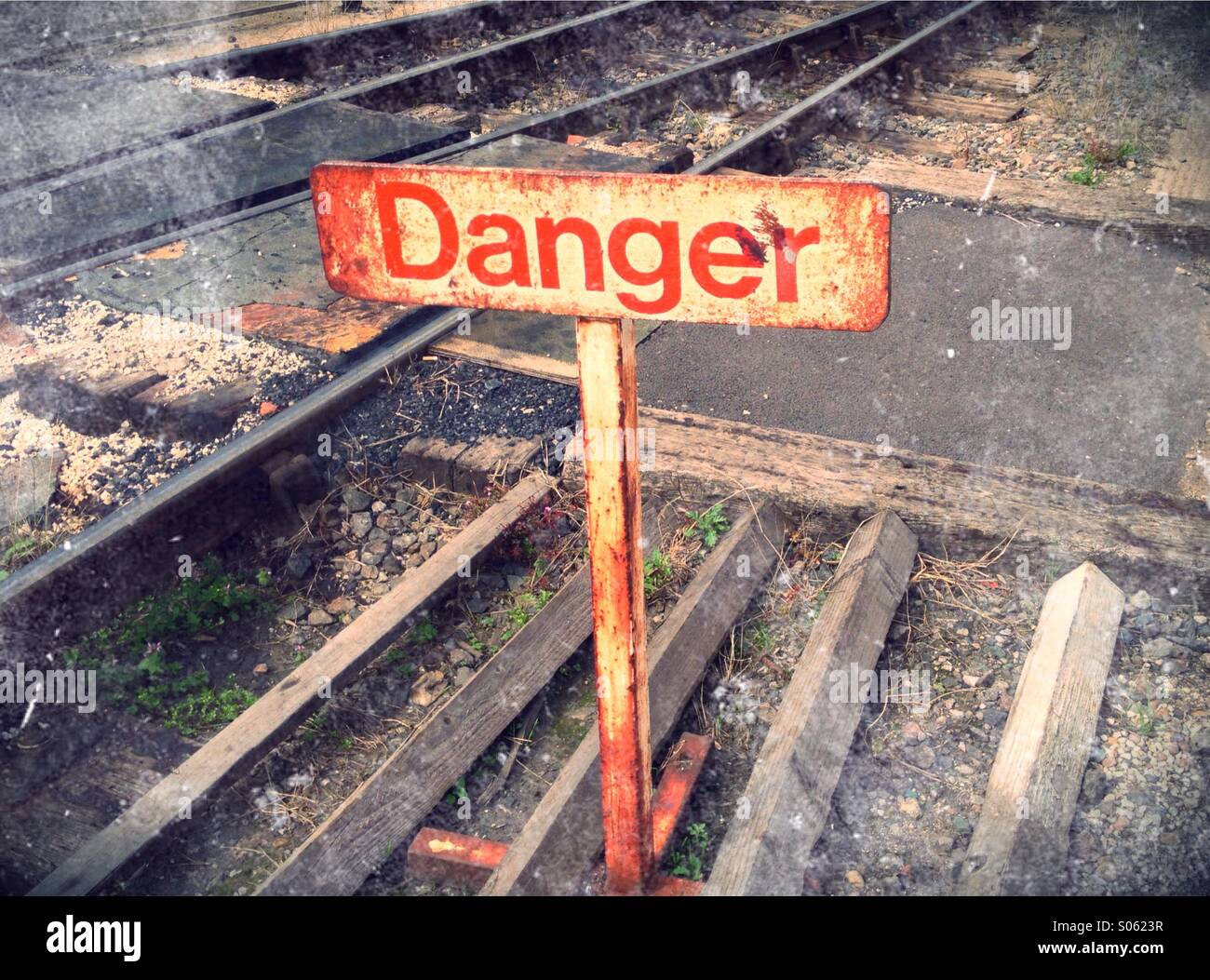 Danger sign railway hi-res stock photography and images - Alamy