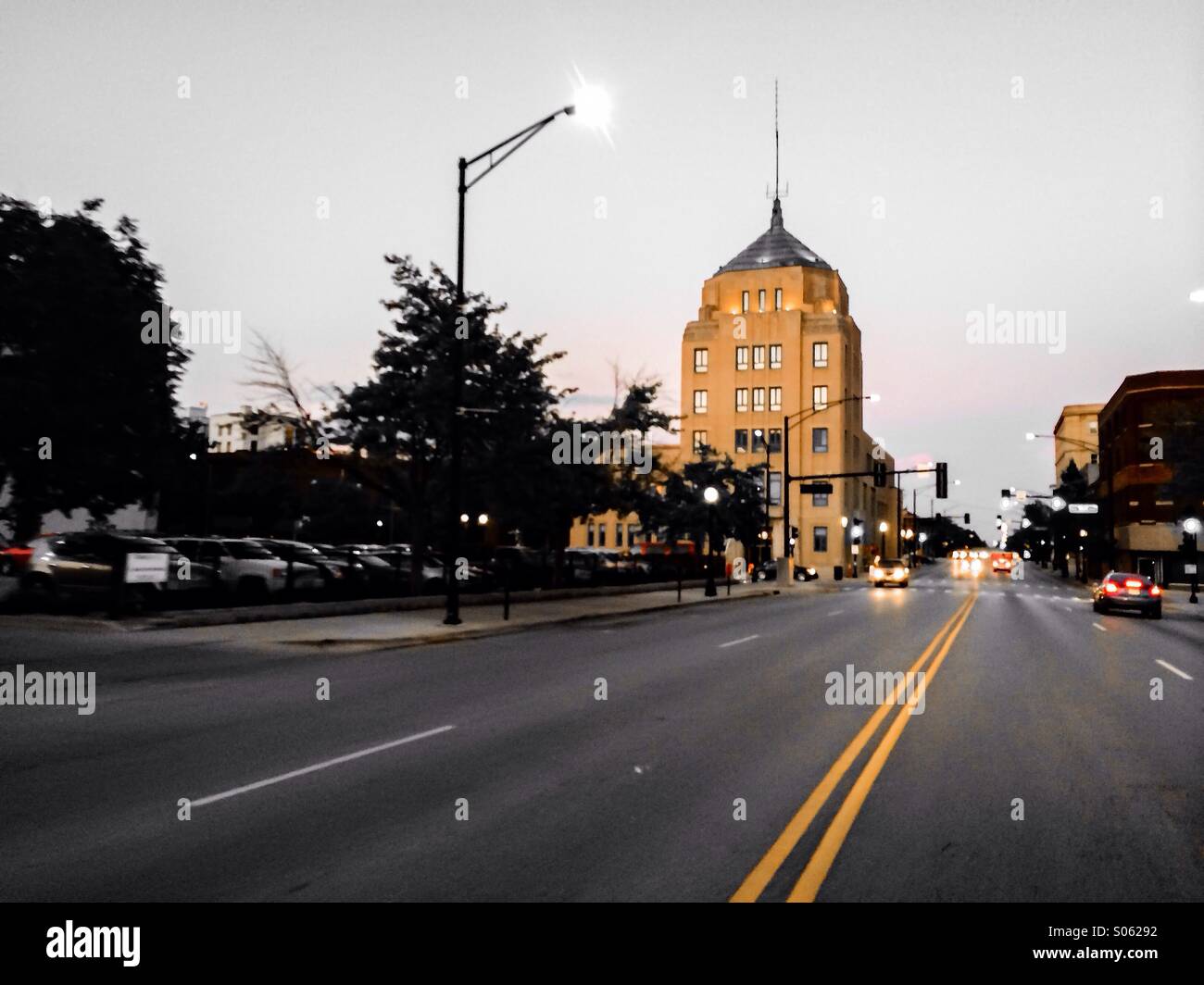 Road with tall building with one color isolated Stock Photo - Alamy