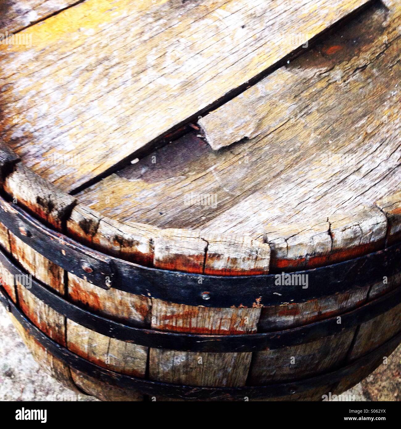 Old wine barrel view from above Stock Photo - Alamy
