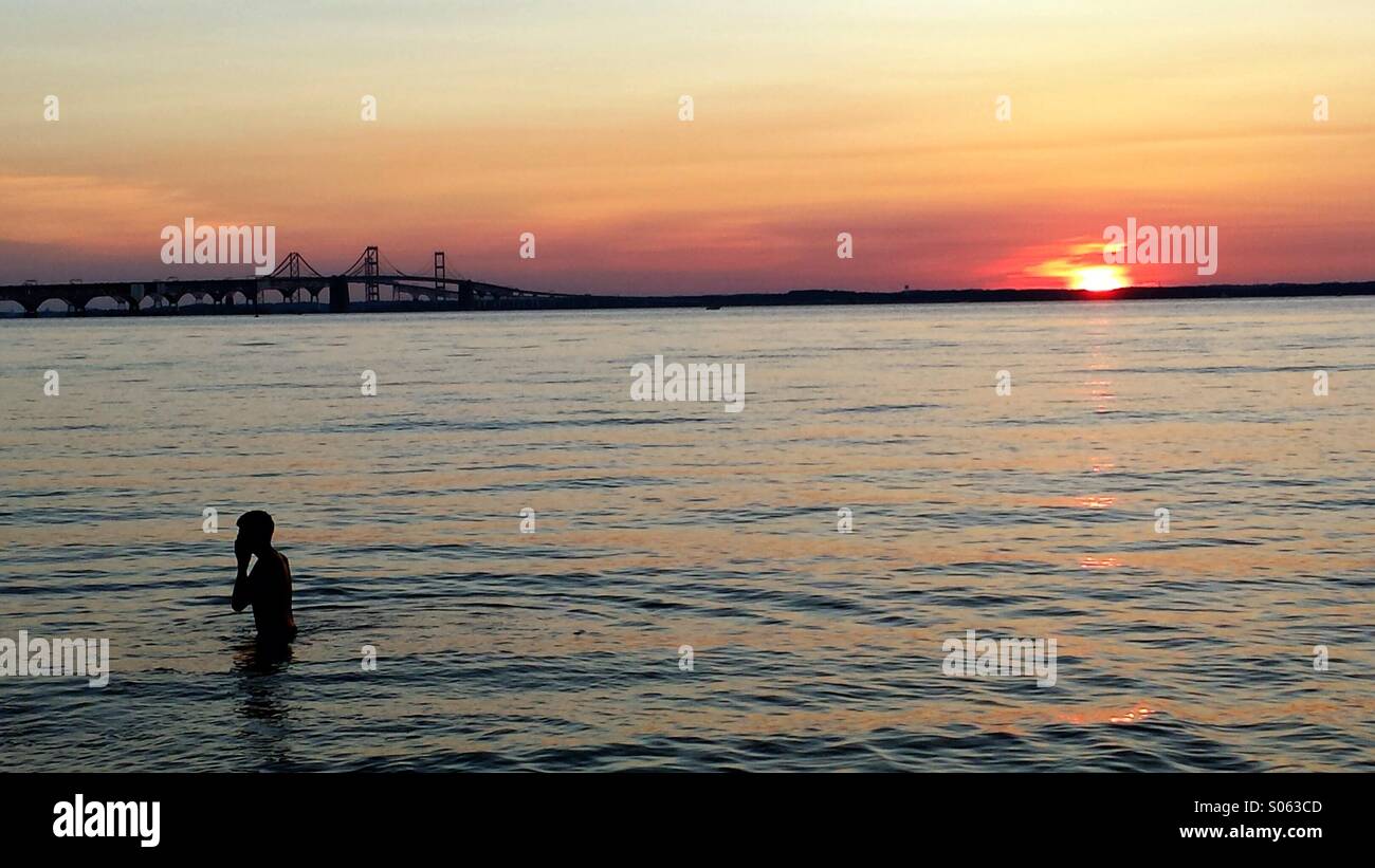 Swimming in the Chesapeake Bay, Terrapin State Park, Bay Bridge in the ...