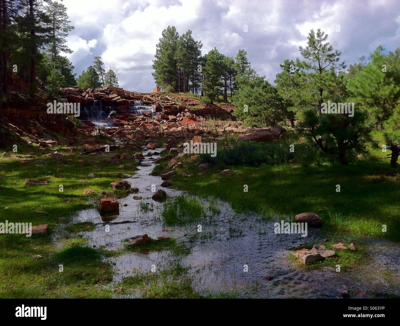 Heavy rains flowing over Spillway Dam at Woods Canyon Lake. Coconino ...