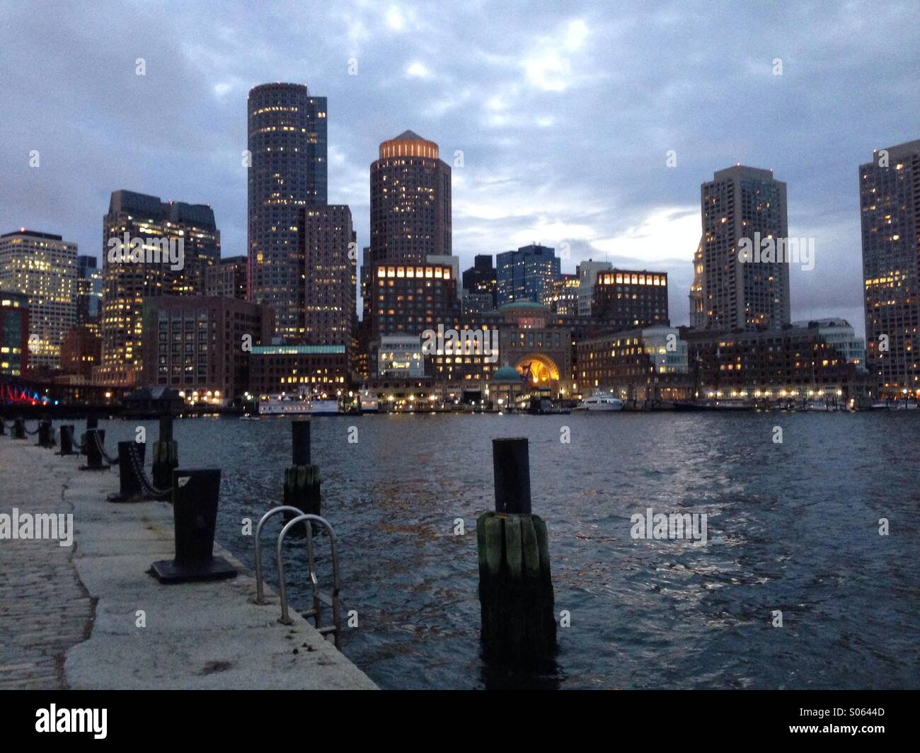 Boston skyline at sunset Stock Photo - Alamy
