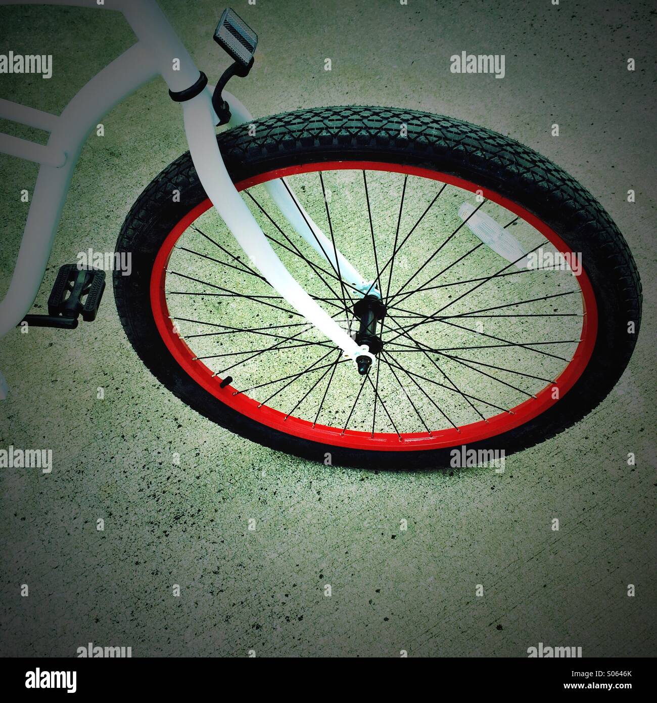 Front wheel of a beach bicycle Stock Photo - Alamy