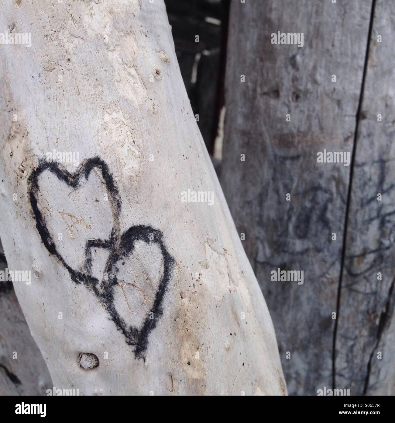Two hearts wood hi-res stock photography and images - Alamy