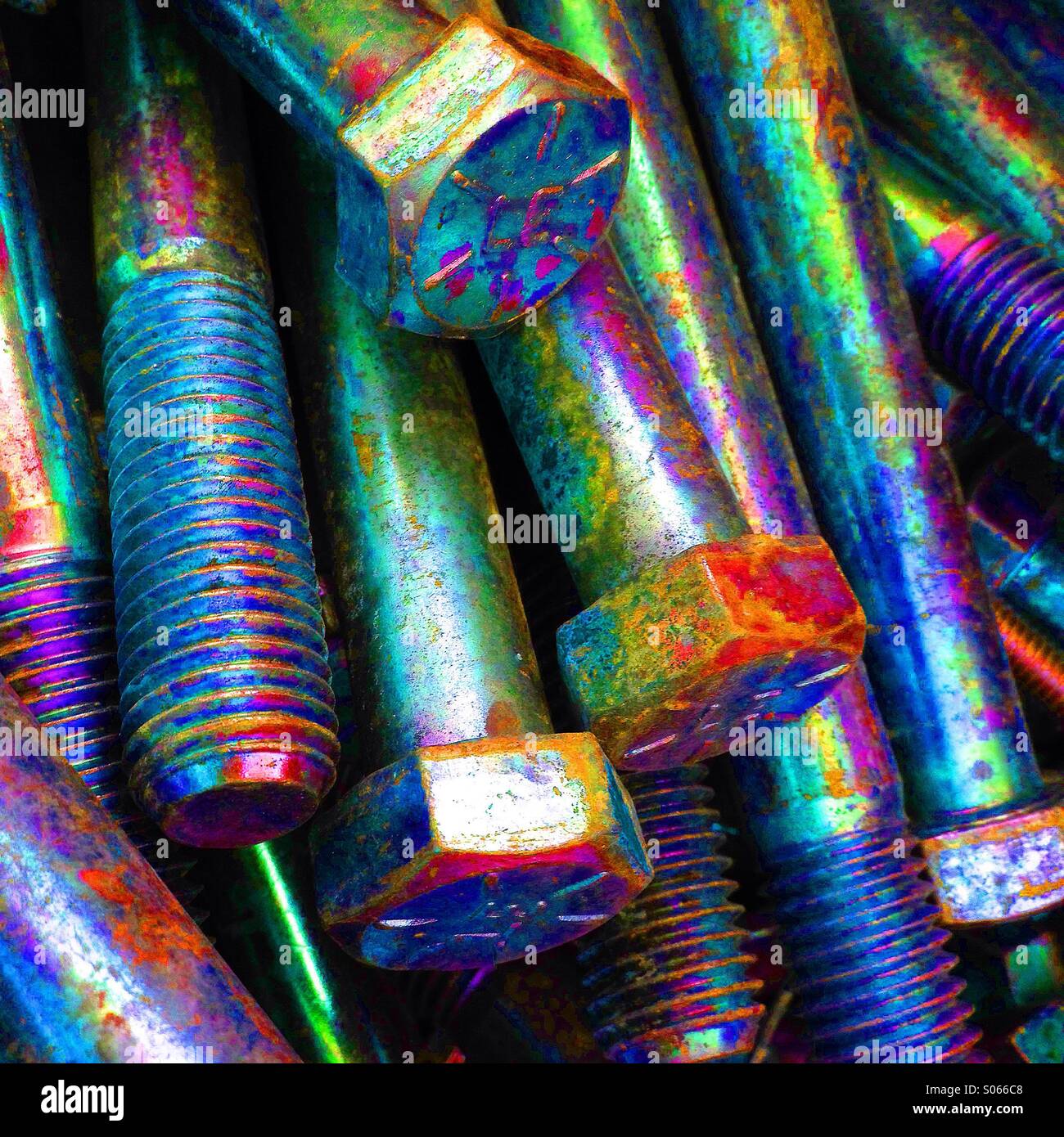 Metal bolts in a box Stock Photo - Alamy