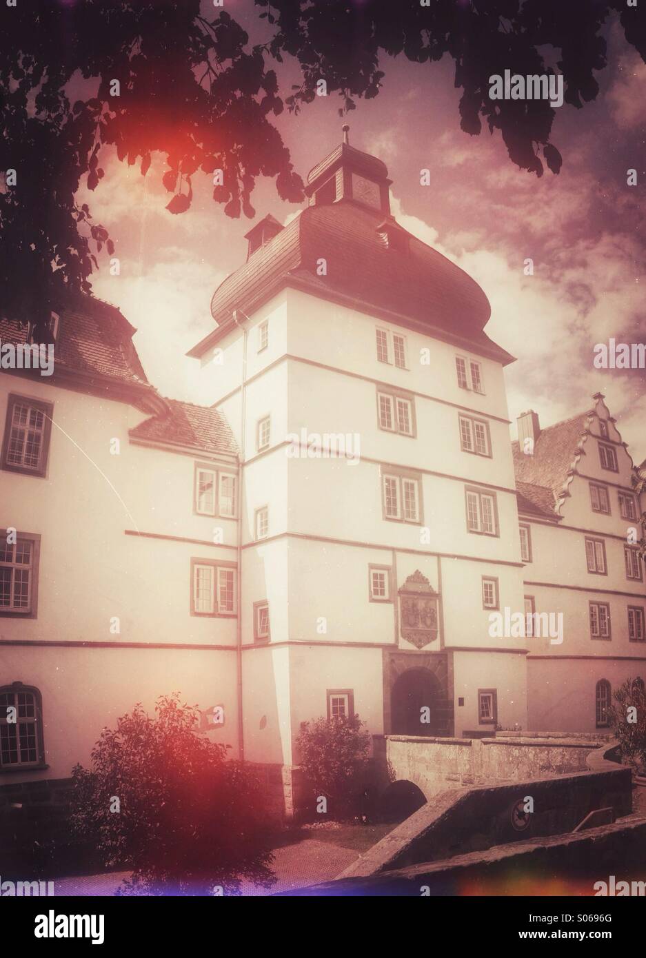 Entrance of a German castle. Retro styled postprocessing Stock Photo ...