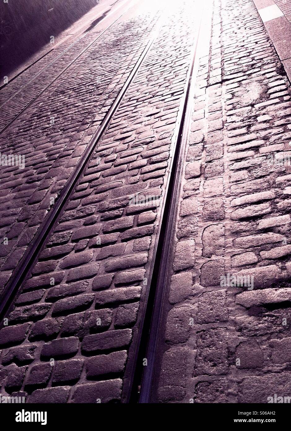 Tram tracks rails hi-res stock photography and images - Alamy