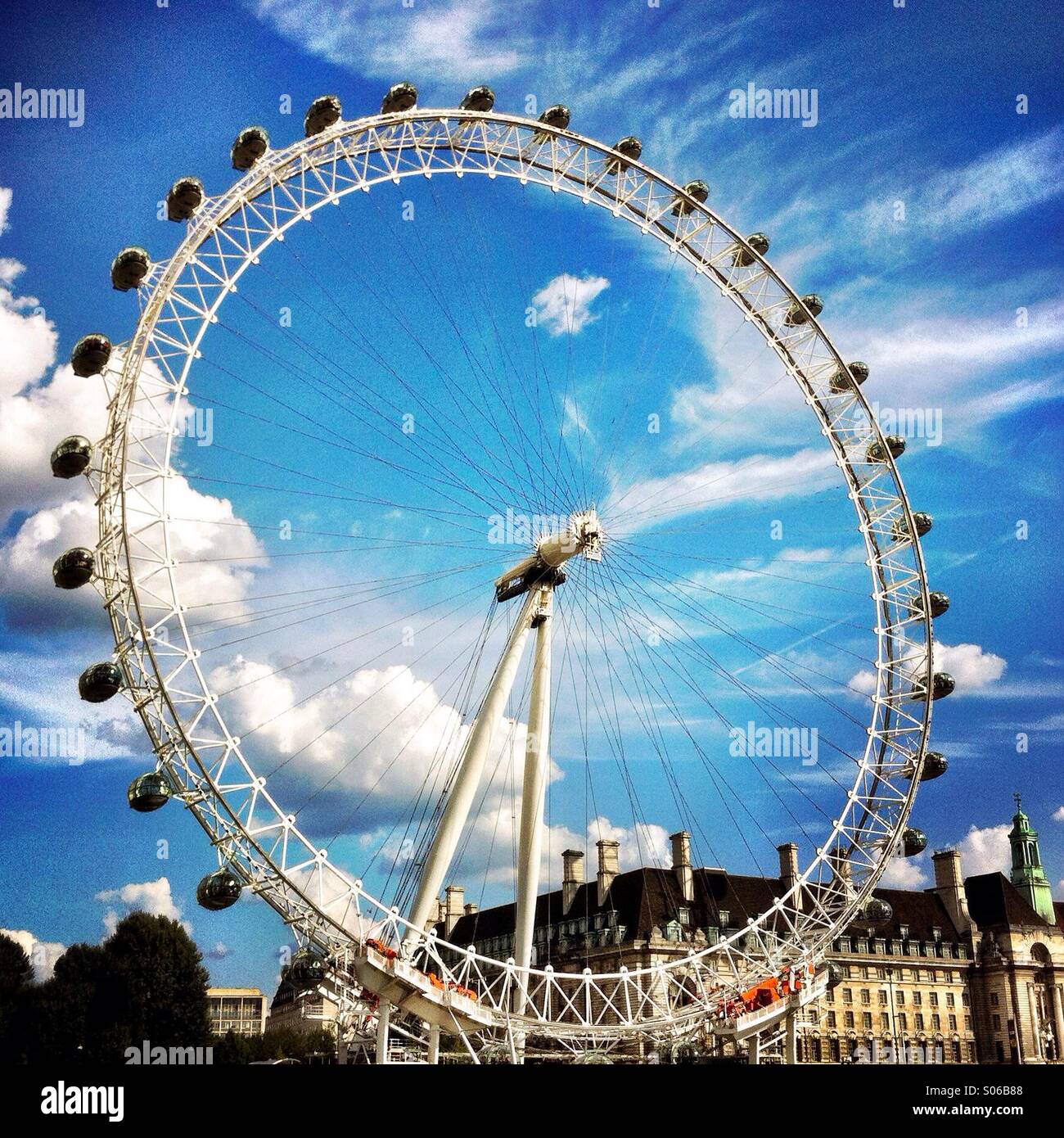 The London eye and a sunny day. London England UK Stock Photo - Alamy